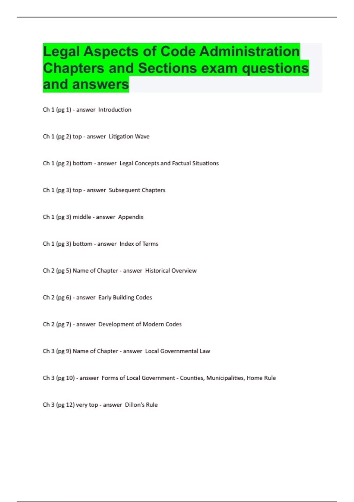 Legal Aspects of Code Administration Chapters and Sections exam ...