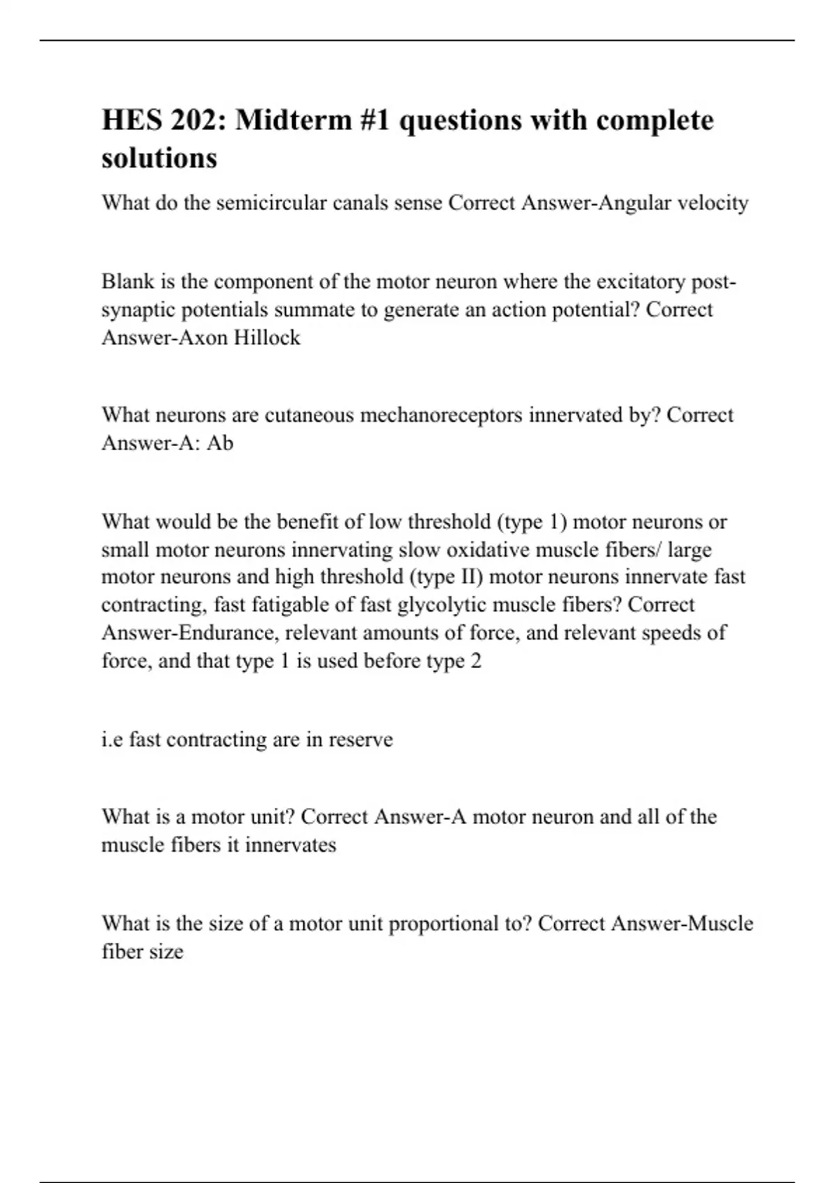 HES 202: Midterm #1 questions with complete solutions - HES 202 - Stuvia US
