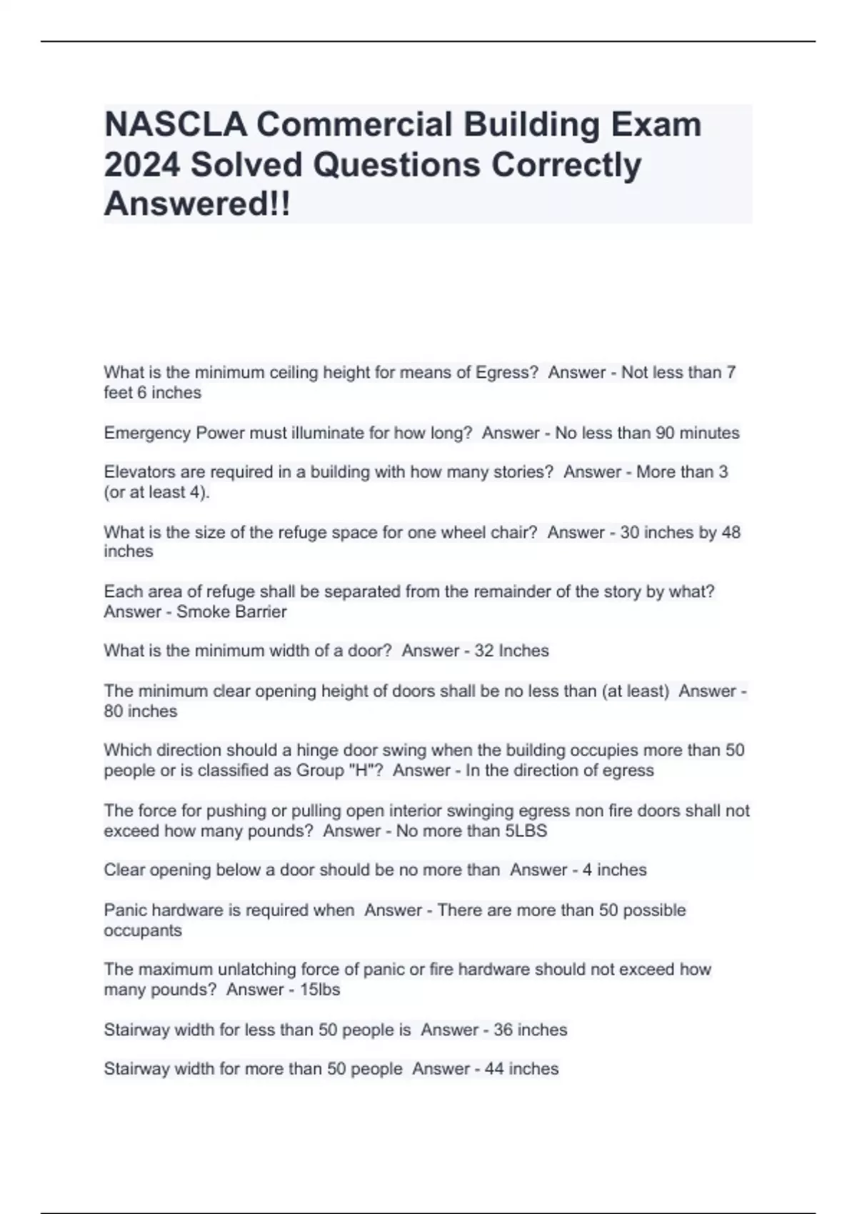 NASCLA Commercial Building Exam 2024 Solved Questions Correctly ...