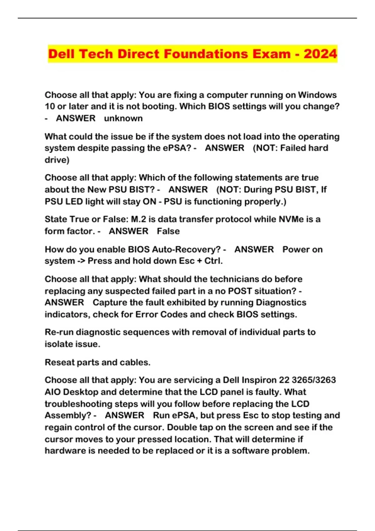 Dell Tech Direct Foundations Exam - 2024 - Dell Tech Direct Foundations ...