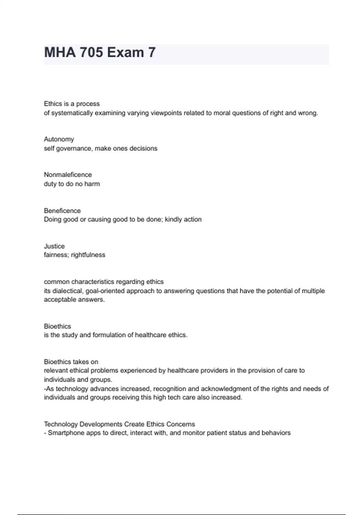 MHA 705 Exam 7 Questions And Answers All Verified - MHA 705 - Stuvia US