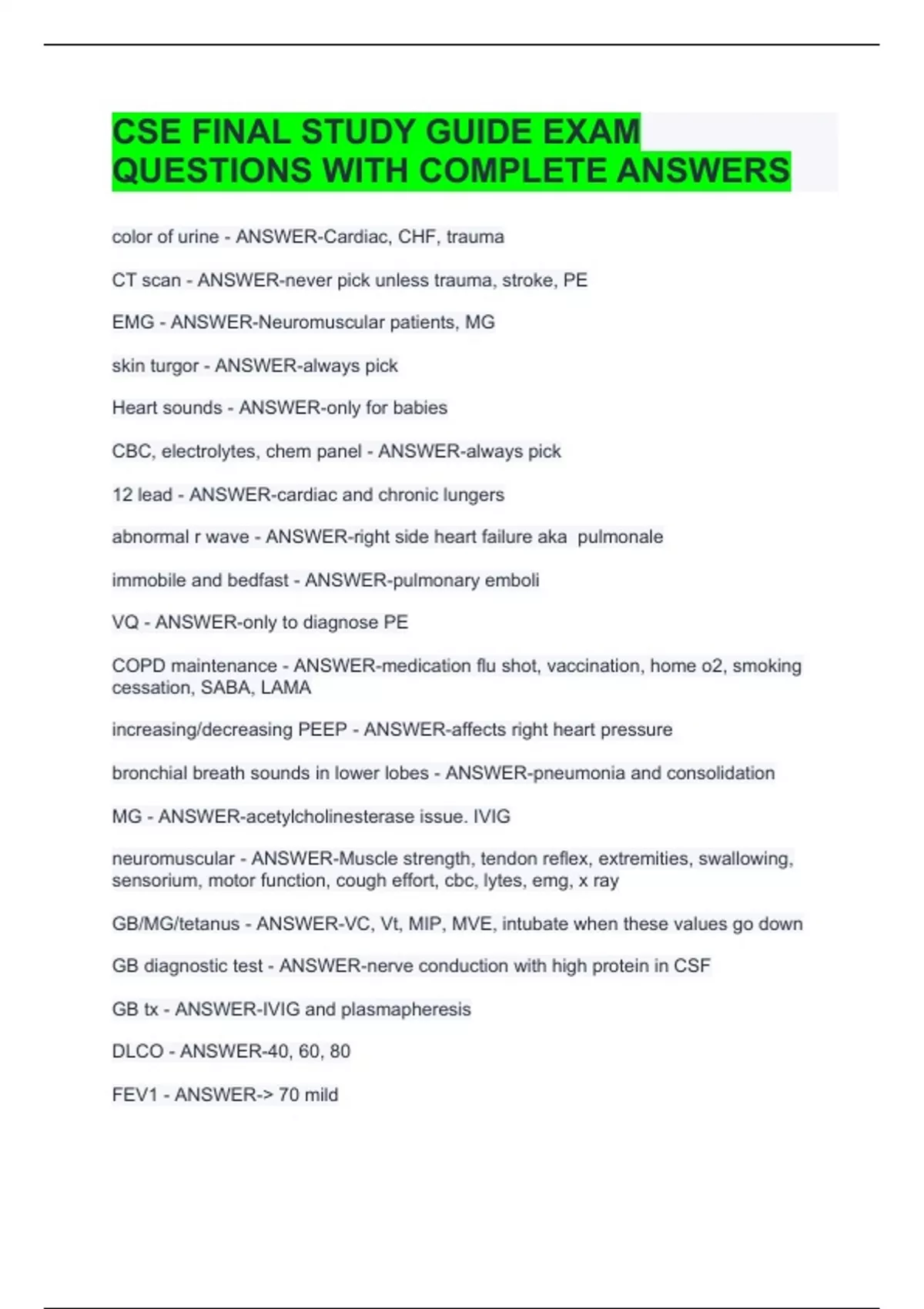 CSE FINAL STUDY GUIDE EXAM QUESTIONS WITH COMPLETE ANSWERS - CSE - Stuvia US