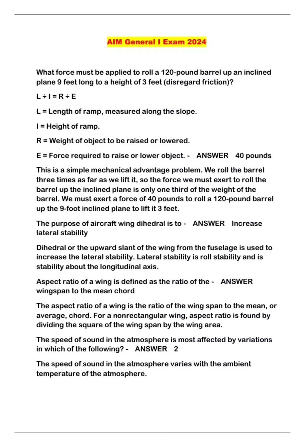 AIM General I Exam 2024 - AIM General I - Stuvia US