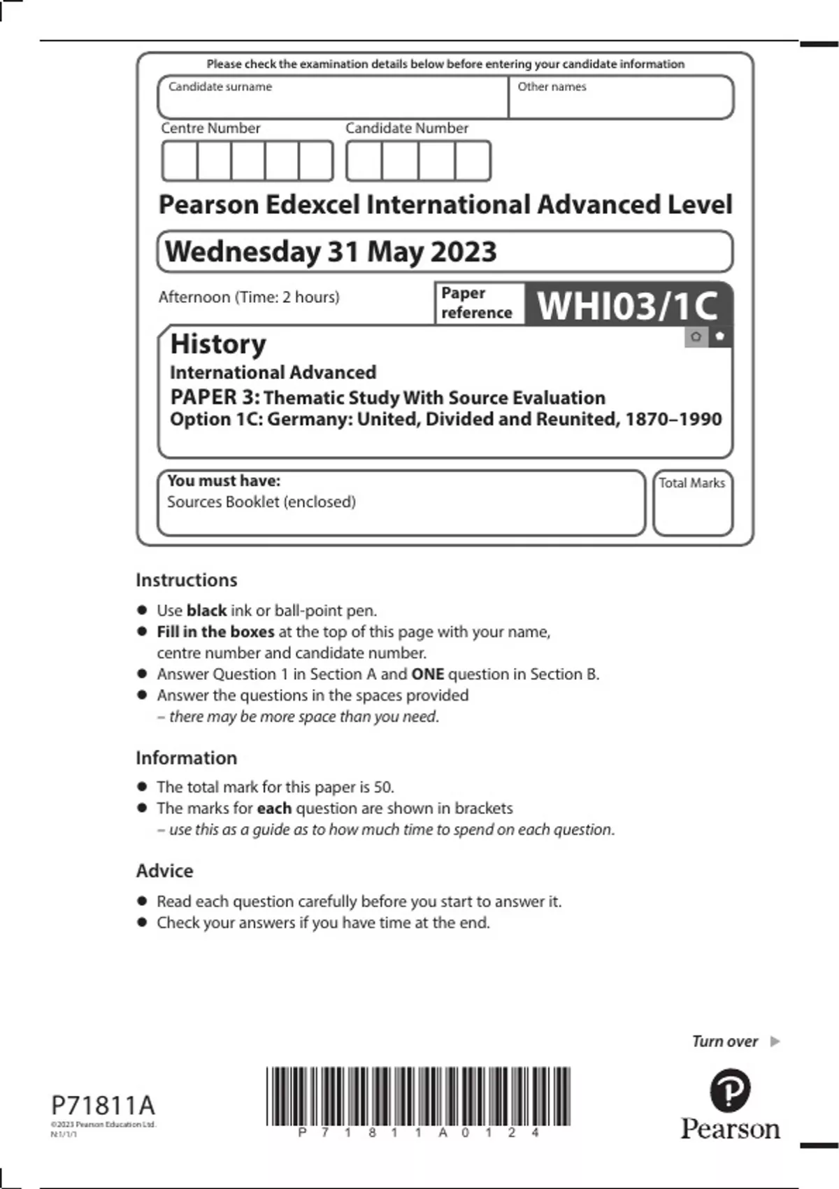Pearson Edexcel A-Level History Advanced PAPER 3: Thematic Study With ...