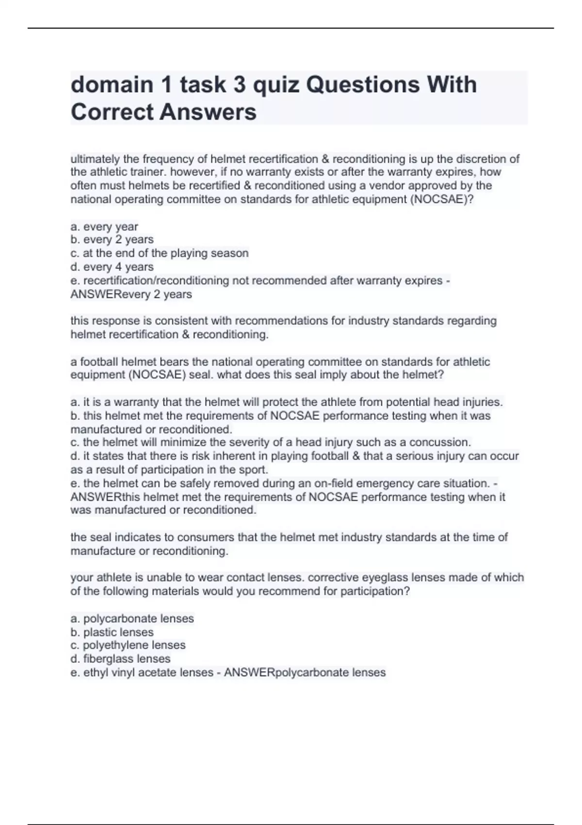 domain 1 task 3 quiz Questions With Correct Answers - Domain 1 task 3 ...