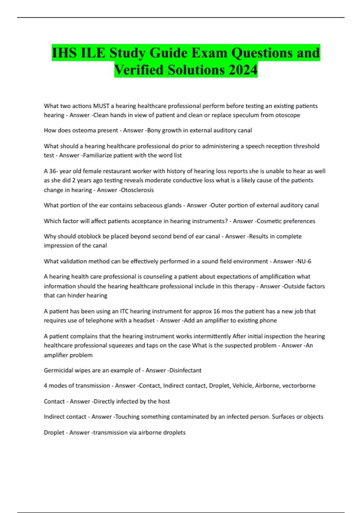 IHS ILE Study Guide Exam Questions and Verified Solutions 2024 - IHS ...