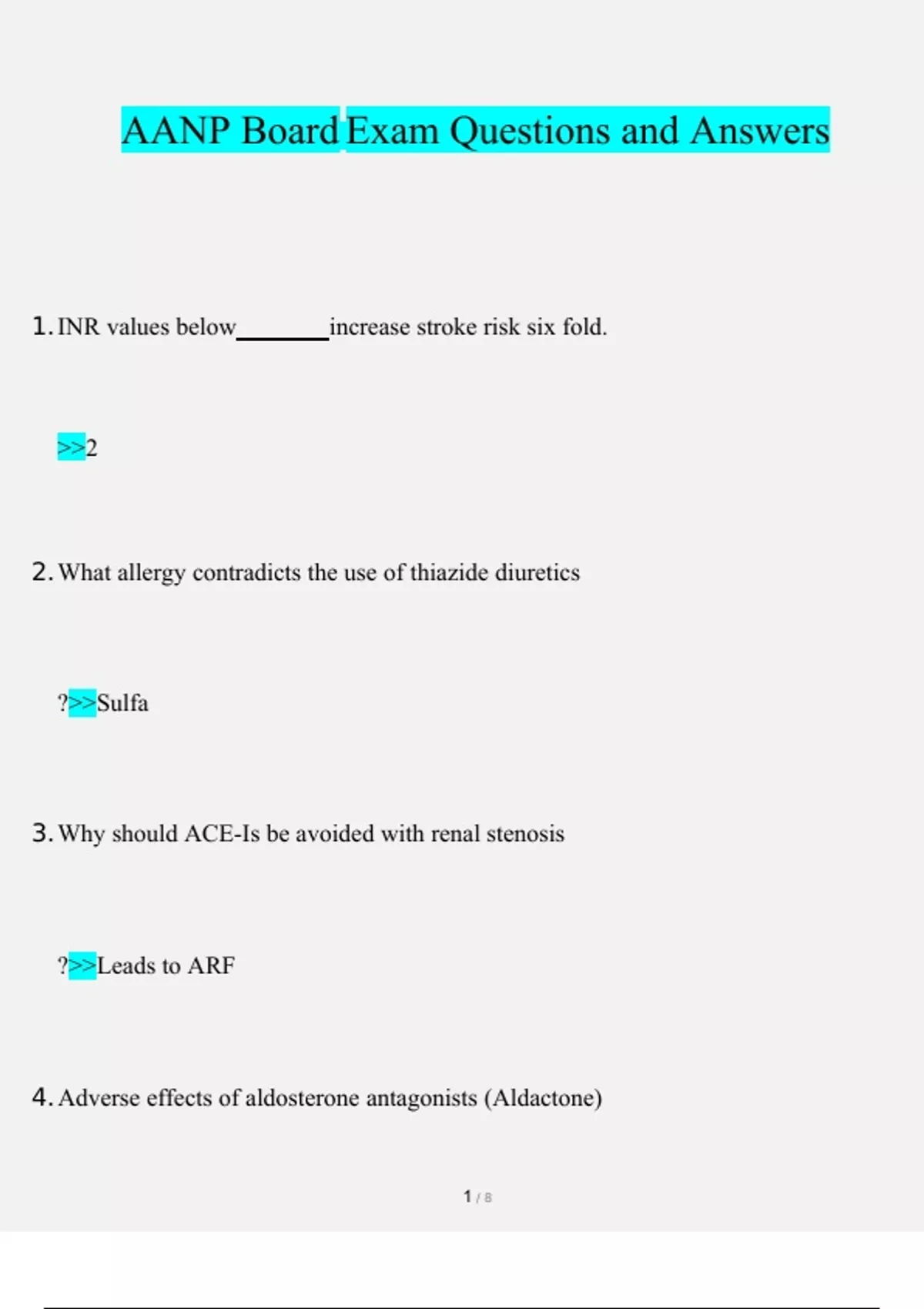 AANP Board Exam Questions and Answers (2024 / 2025) - AANP - Stuvia US