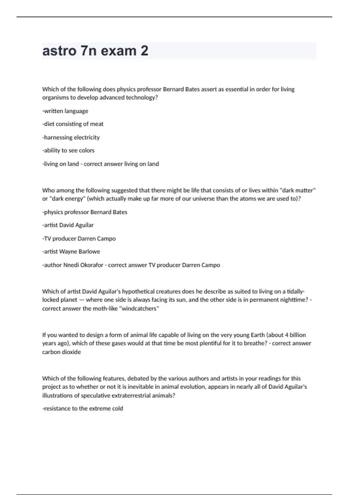 astro 7n exam 2 Questions with complete solution 2024 - ASTRO 7N ...