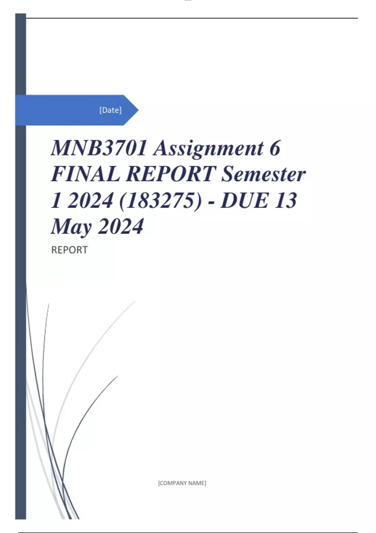 MNB3701 Assignment 6 FINAL REPORT Semester 1 2024 (183275) - DUE 13 May ...