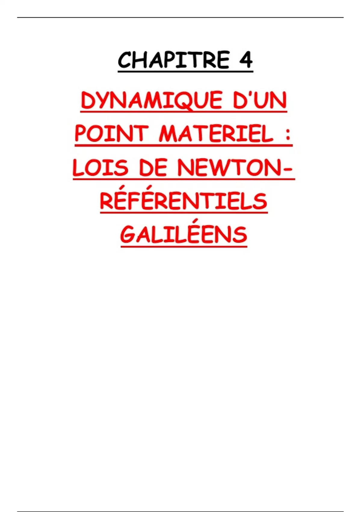 Méchanique) Chapitre 4 : dynamique d'un point matériel ( loi de newton ...