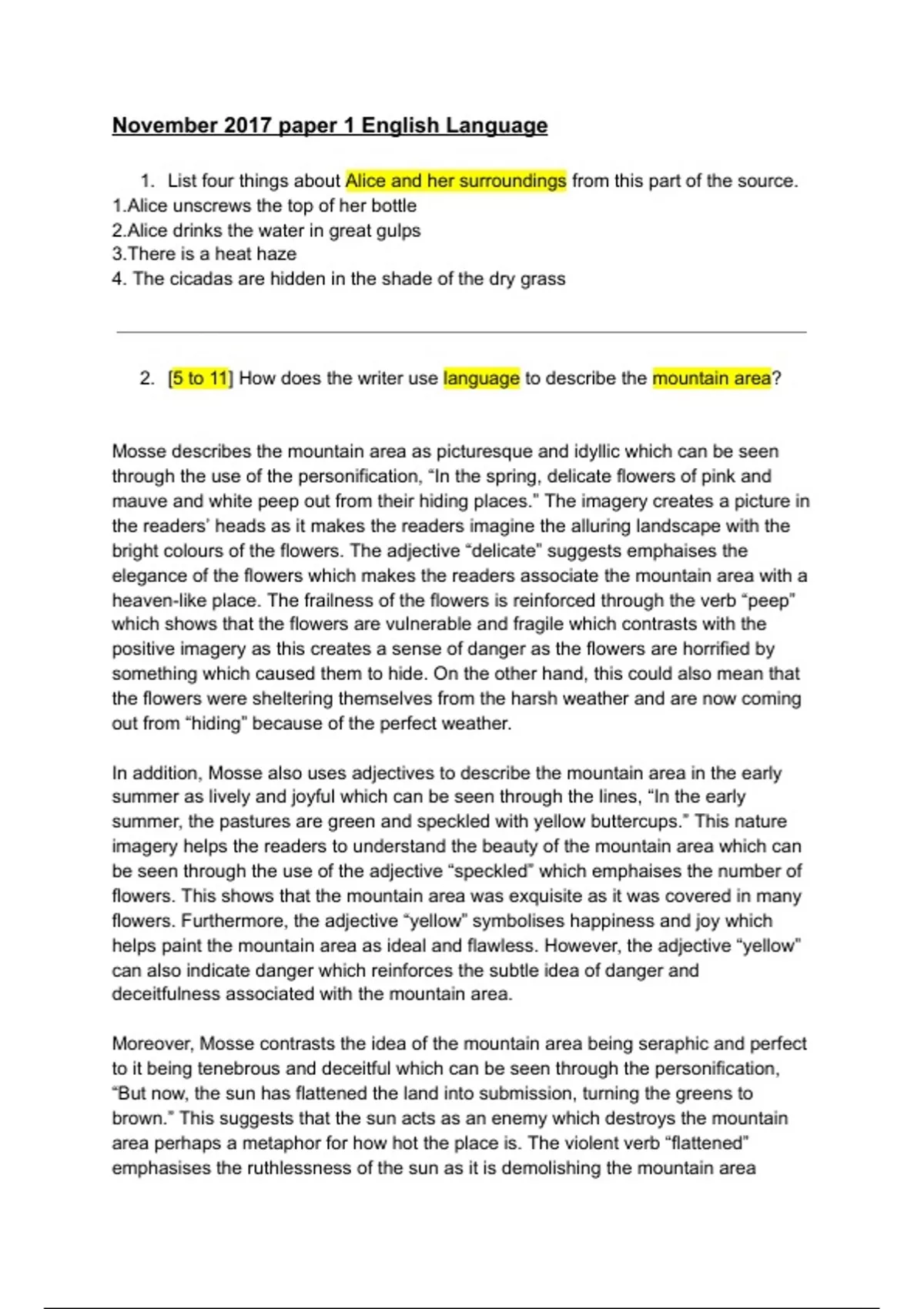 November 2017 paper 1 English Language model answers - English - Stuvia UK