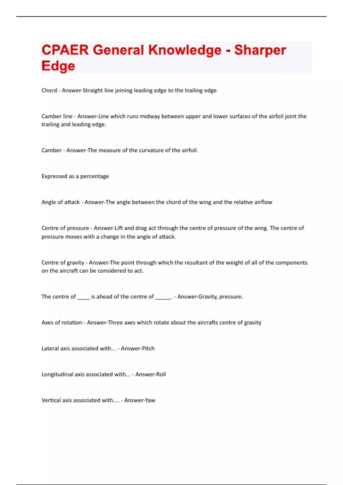 CPAER General Knowledge - Sharper Edge Questions with complete Solutions!! - CPAER General ...