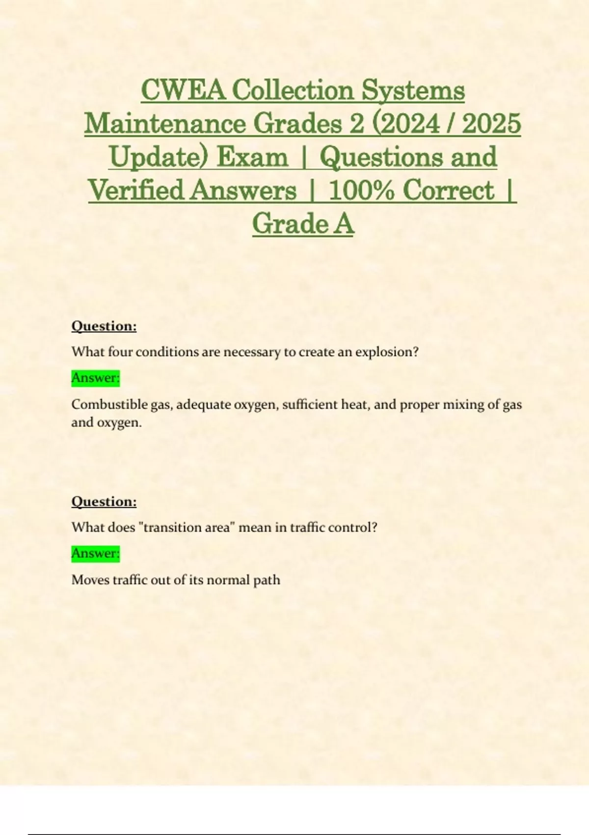 CWEA Collections Systems Grade 2 Exams 2024 / 2025 Update STUDY BUNDLE ...