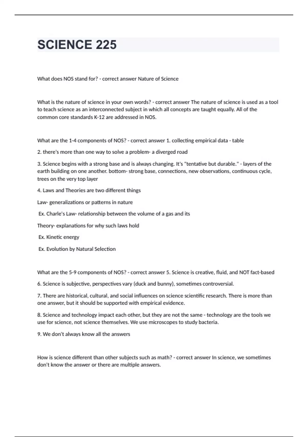 SCIENCE 225 correctly answered 2024 - SCI 225 - Stuvia US