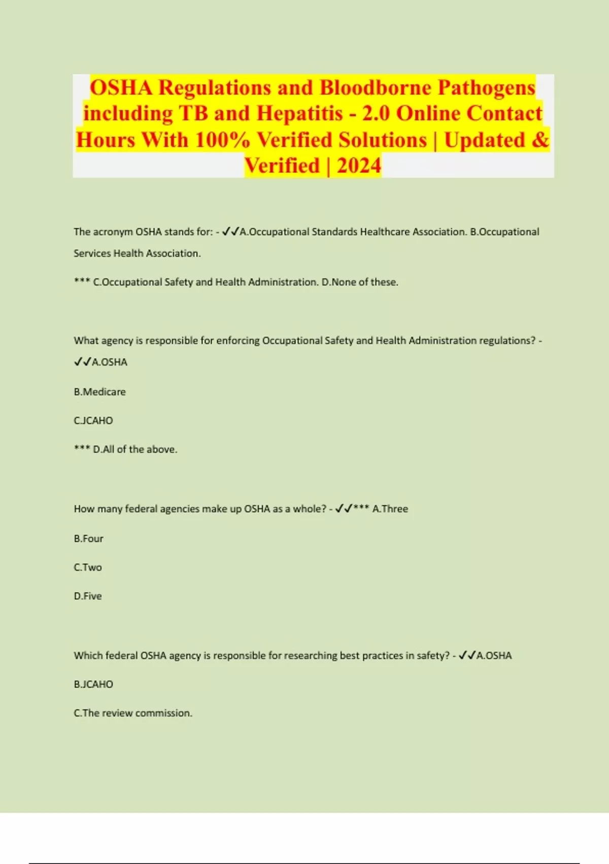 OSHA Regulations and Bloodborne Pathogens including TB and Hepatitis ...