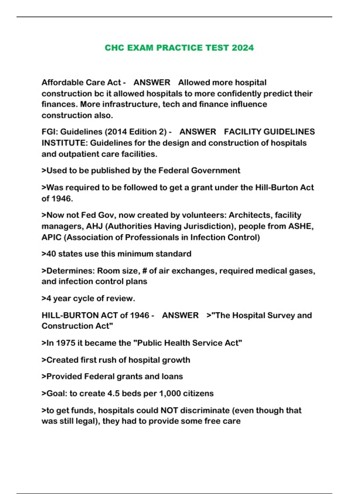 CHC EXAM PRACTICE TEST 2024 - CHC - Stuvia US