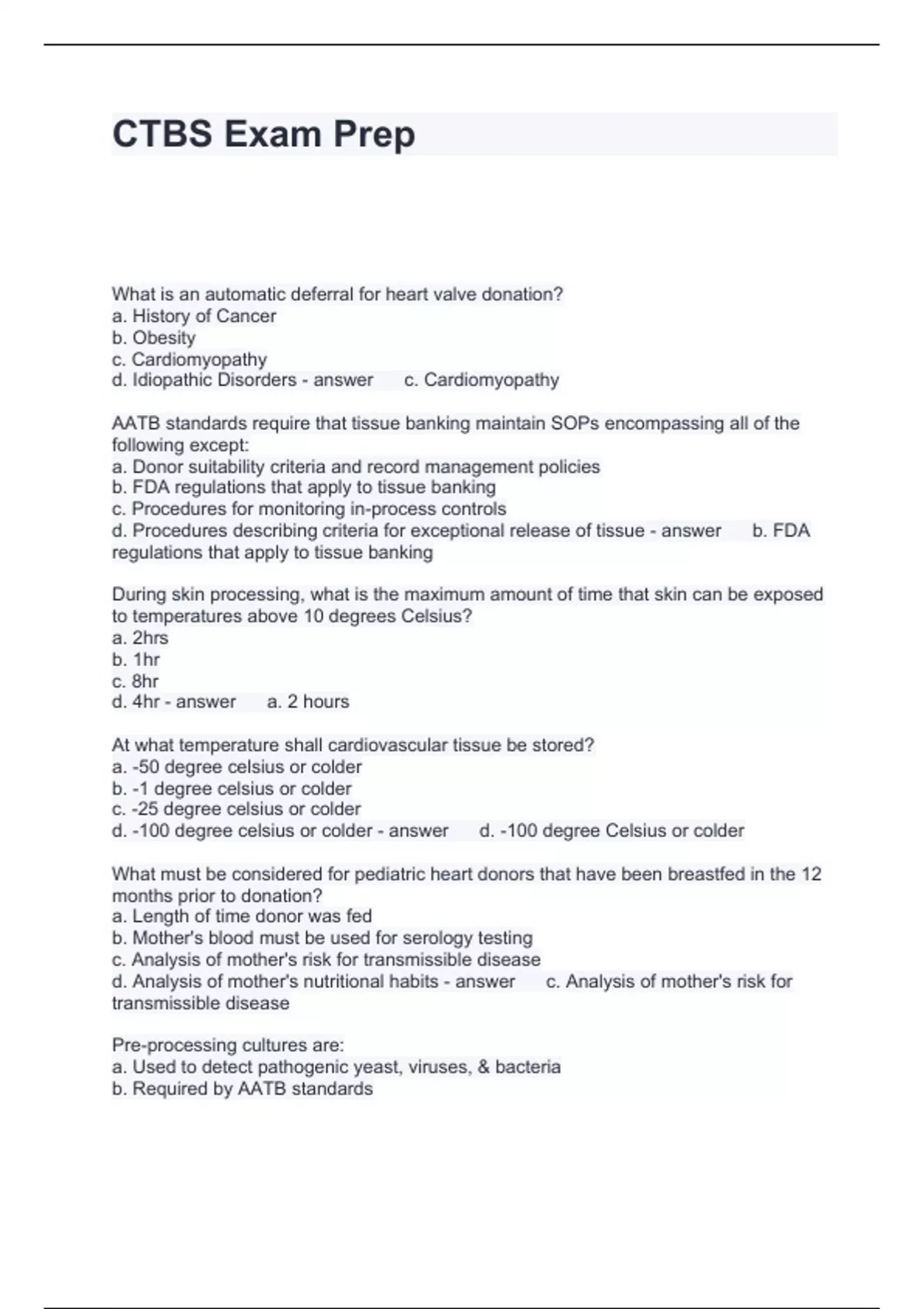 CTBS Exam Prep Questions with correct Answers 2024 - CEBS - Certified ...