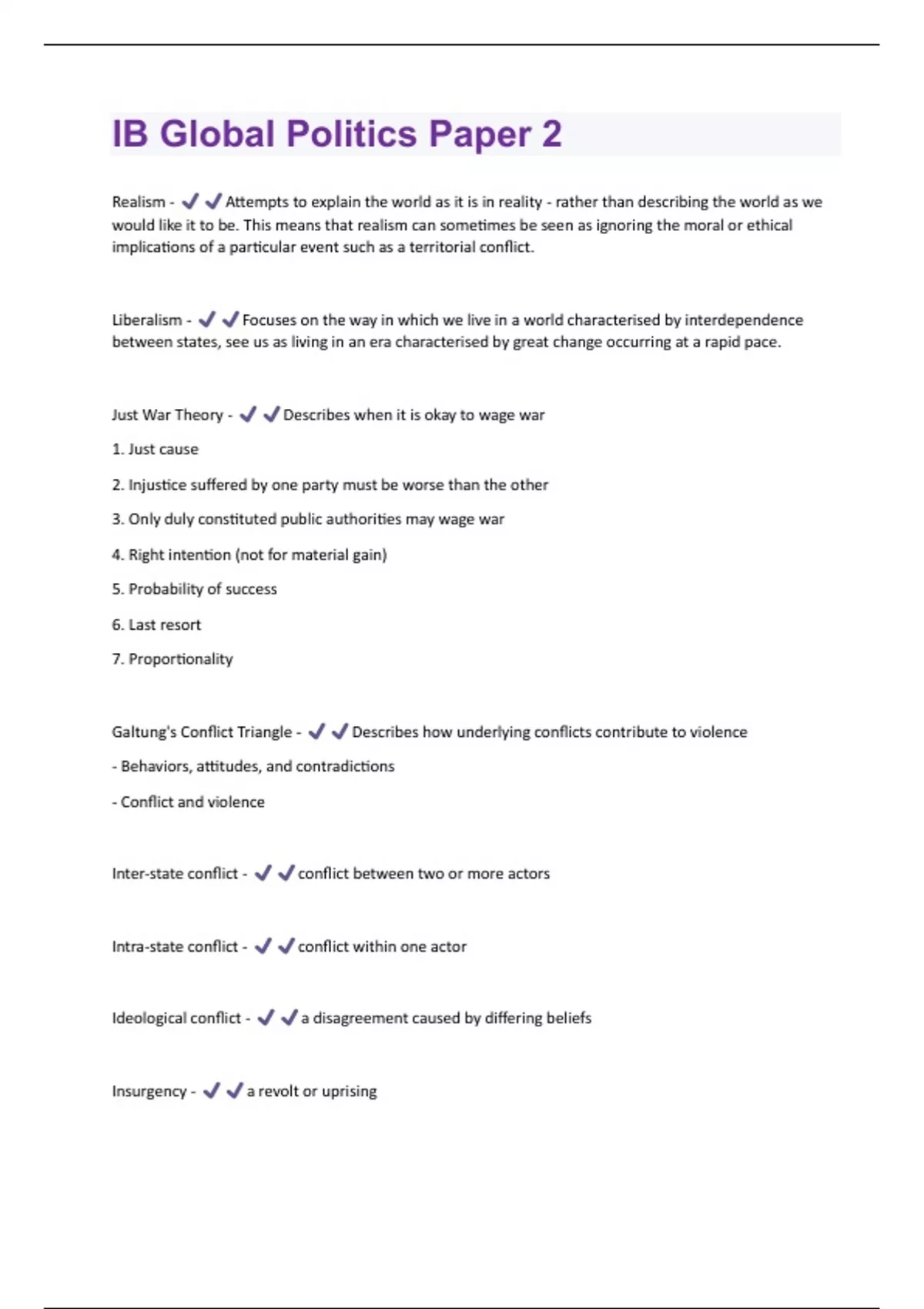IB Global Politics Paper 2 Questions With Complete Solutions, Graded A+ - IB Global Politics ...