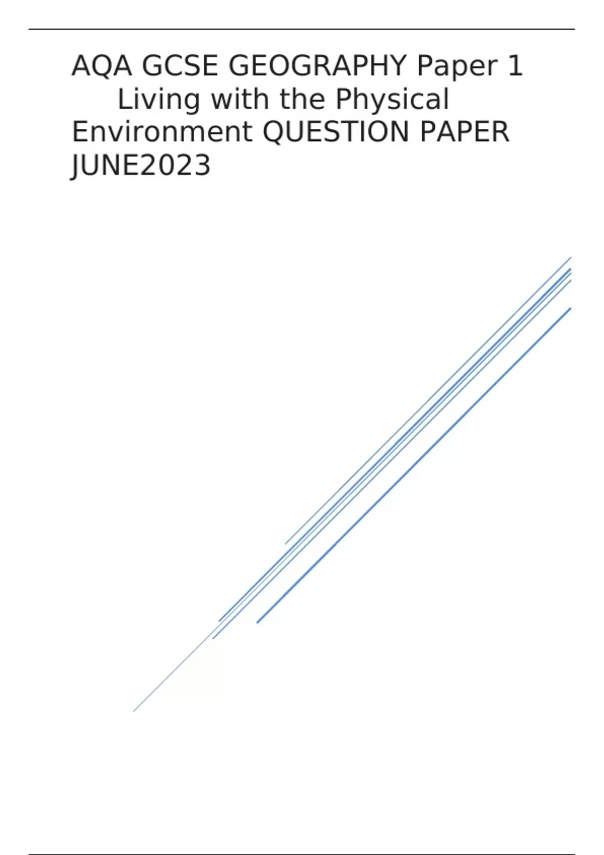 AQA GCSE GEOGRAPHY Paper 1 Living with the Physical Environment ...