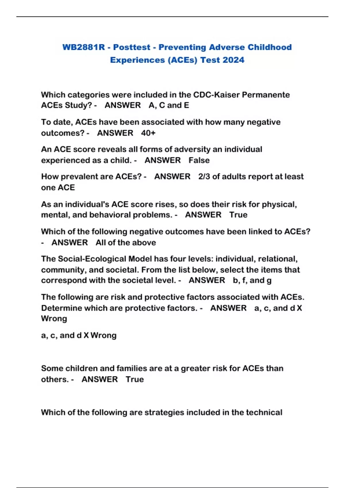 WB2881R - Posttest - Preventing Adverse Childhood Experiences (ACEs ...