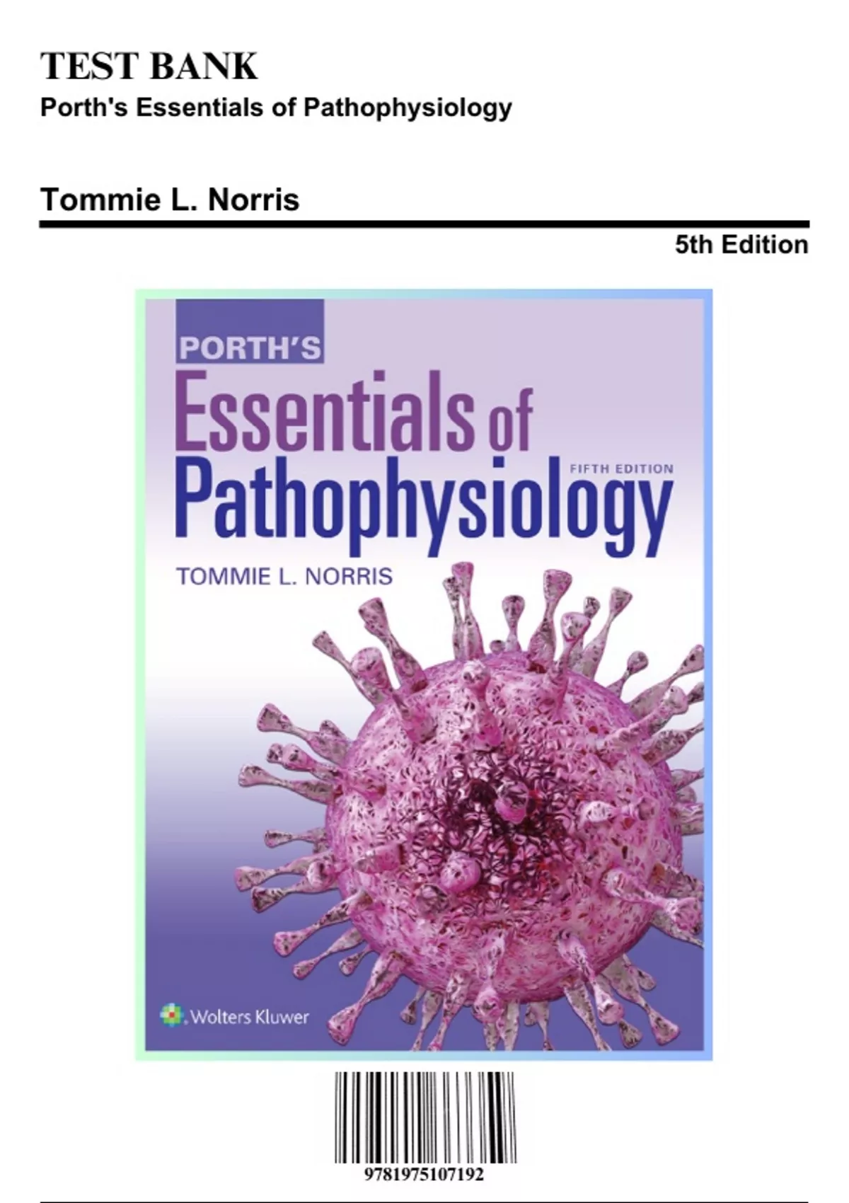 Test Bank for Porth's Essentials of Pathophysiology, 5th Edition by ...