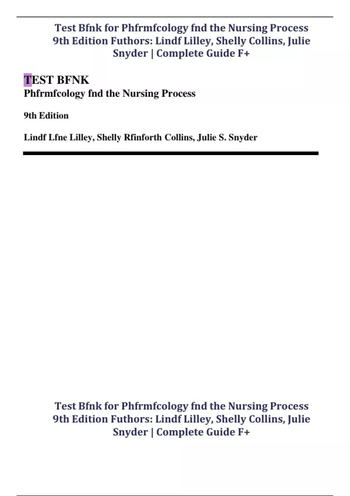 Test Bfnk for Phfrmfcology fnd the Nursing Process 9th Edition Futhors ...