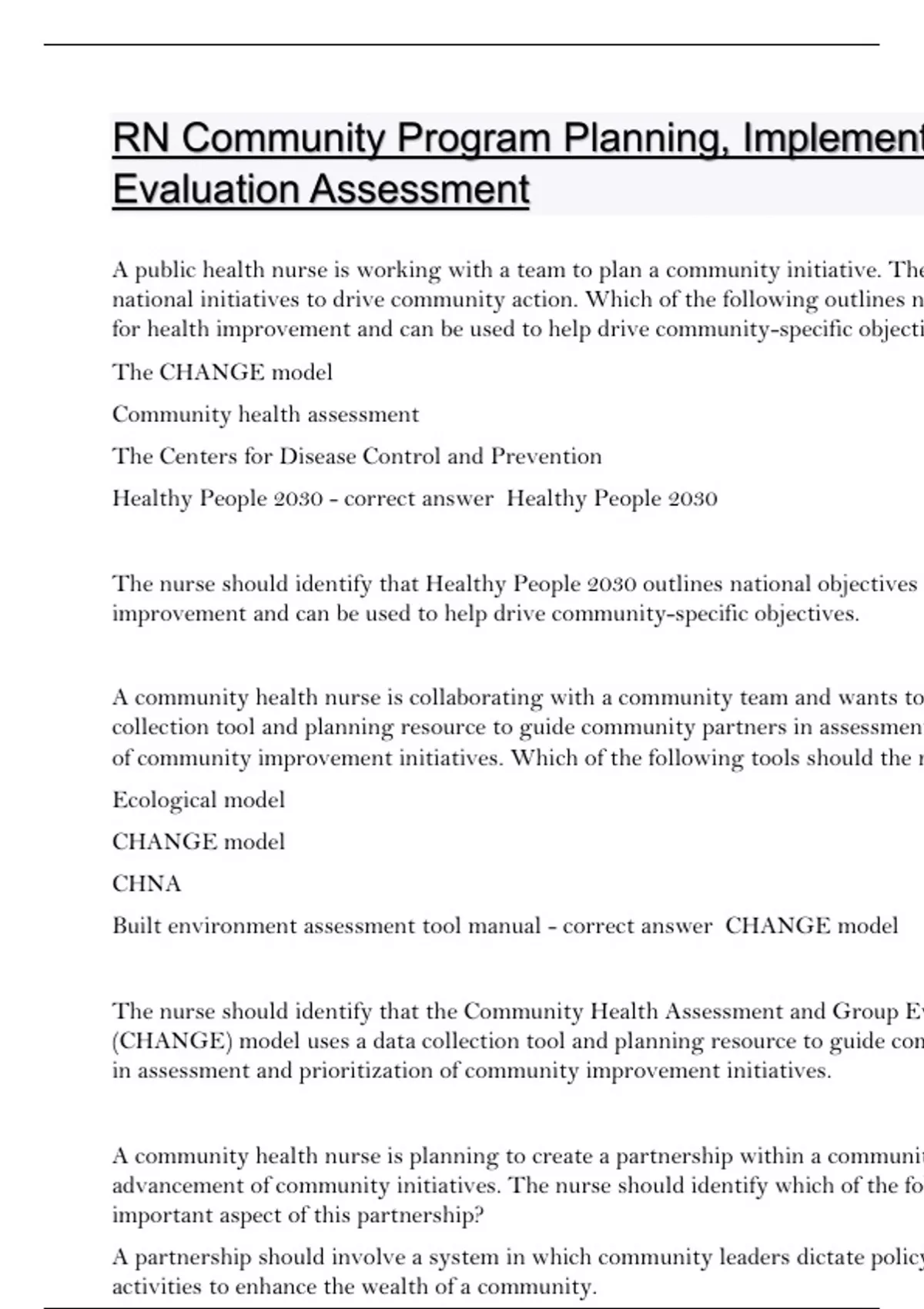 RN Community Program Planning, Implementation, And Evaluation ...