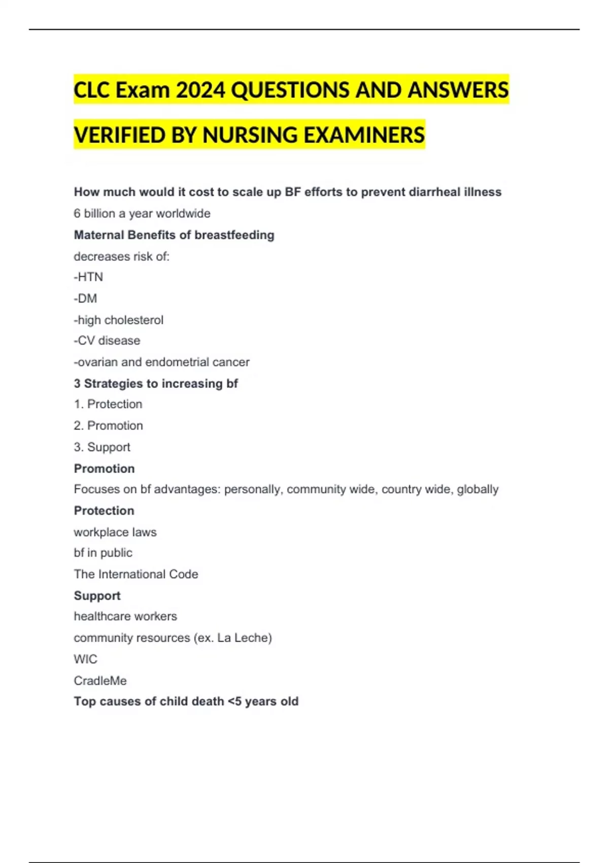 CLC Exam 2024 QUESTIONS AND ANSWERS VERIFIED BY NURSING EXAMINERS - CLC ...