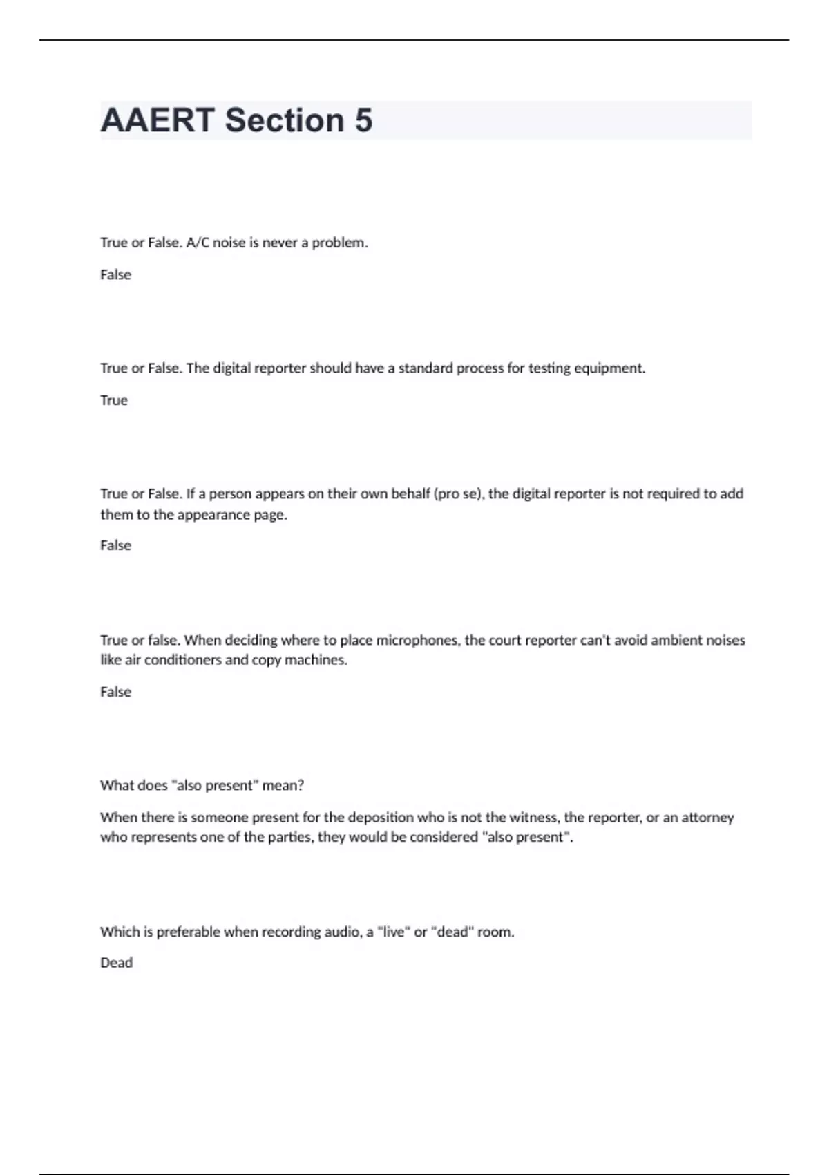 AAERT Section 5 Question and answers correctly solved 2024 - AAERT ...