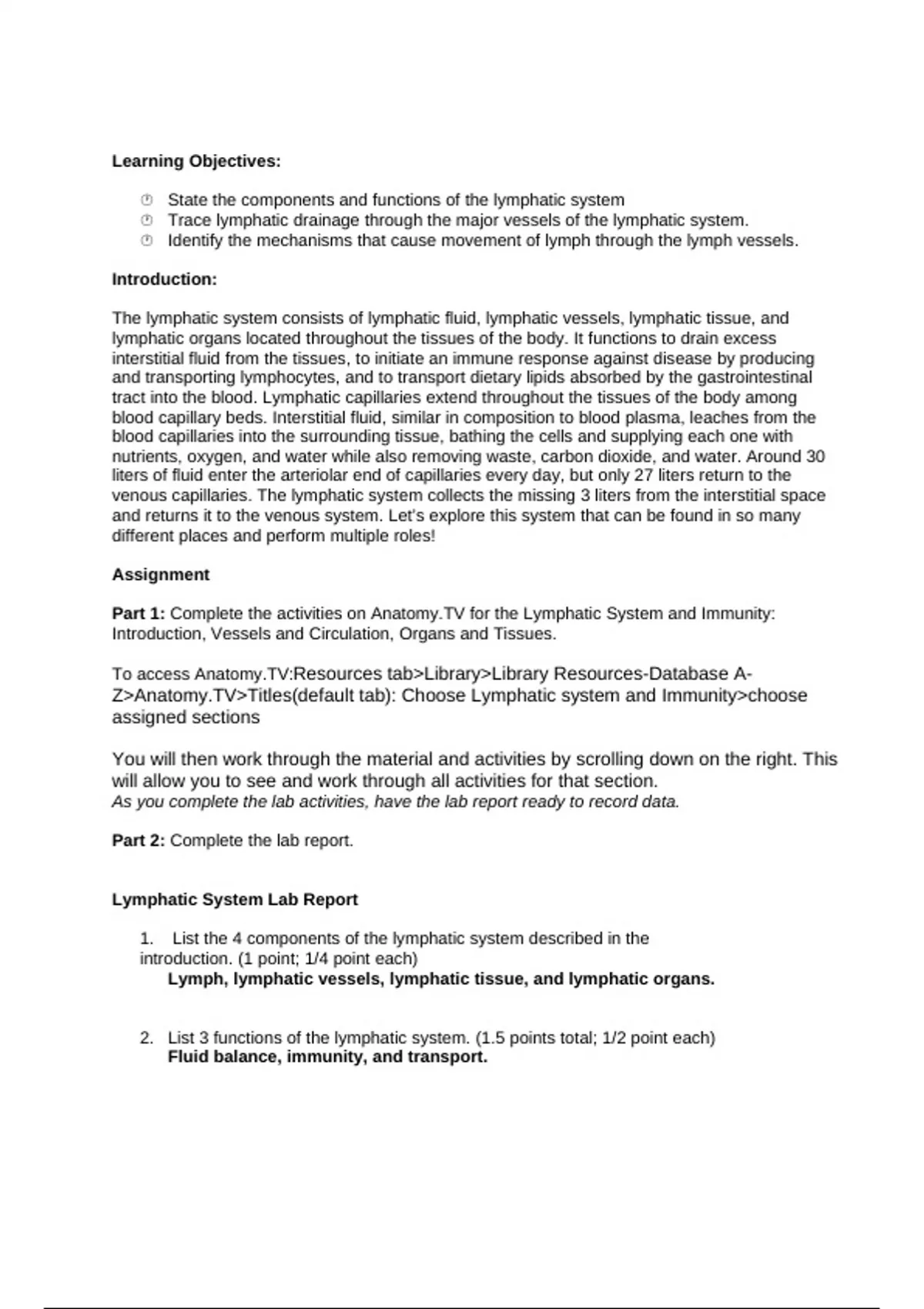 BIOS 255 Week 4 Virtual Lab Lymphatic System 2024, BIOS 255 Week 4 ...