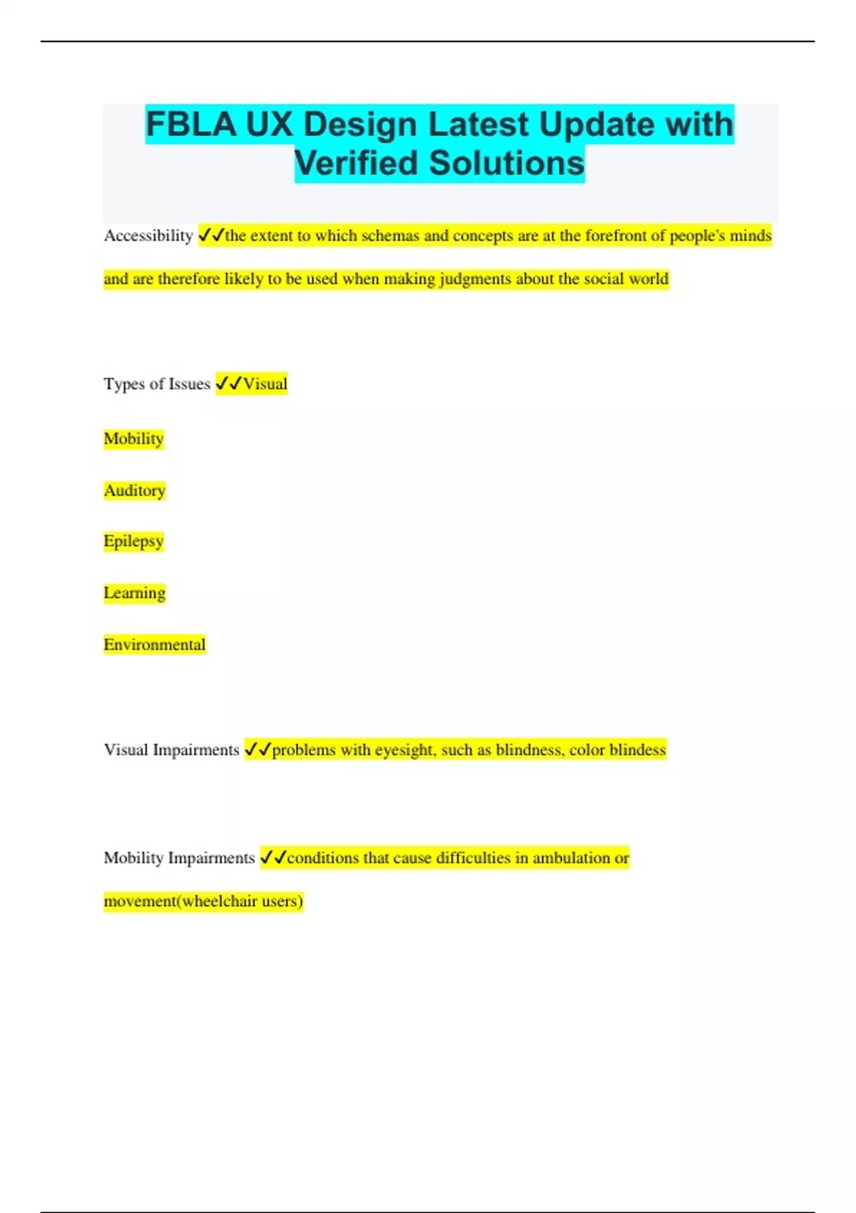 FBLA UX Design Latest Update with Verified Solutions - FBLA UX Design ...
