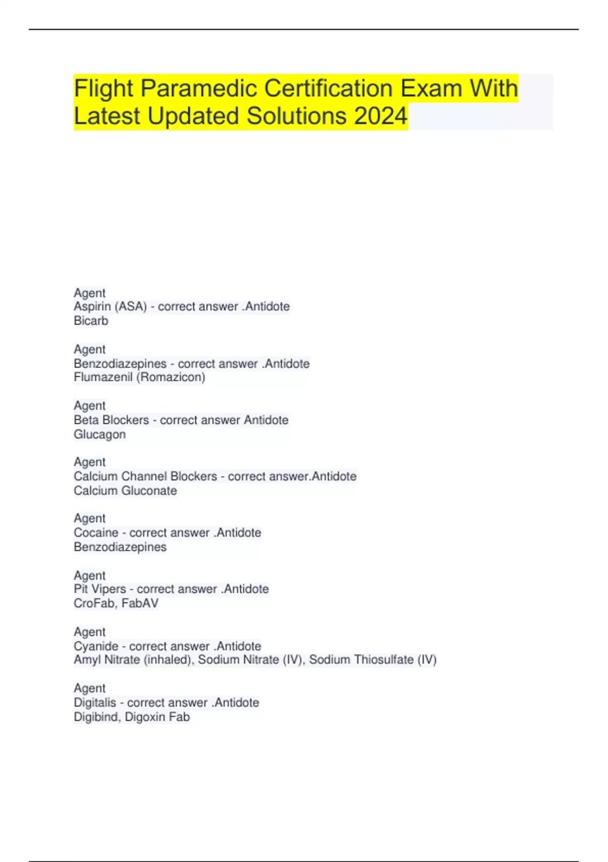 A package deal for Flight Paramedic Certification Exam With Latest ...