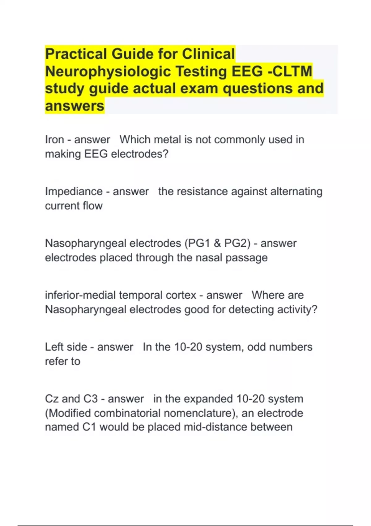 Practical Guide for Clinical Neurophysiologic Testing EEG -CLTM study ...