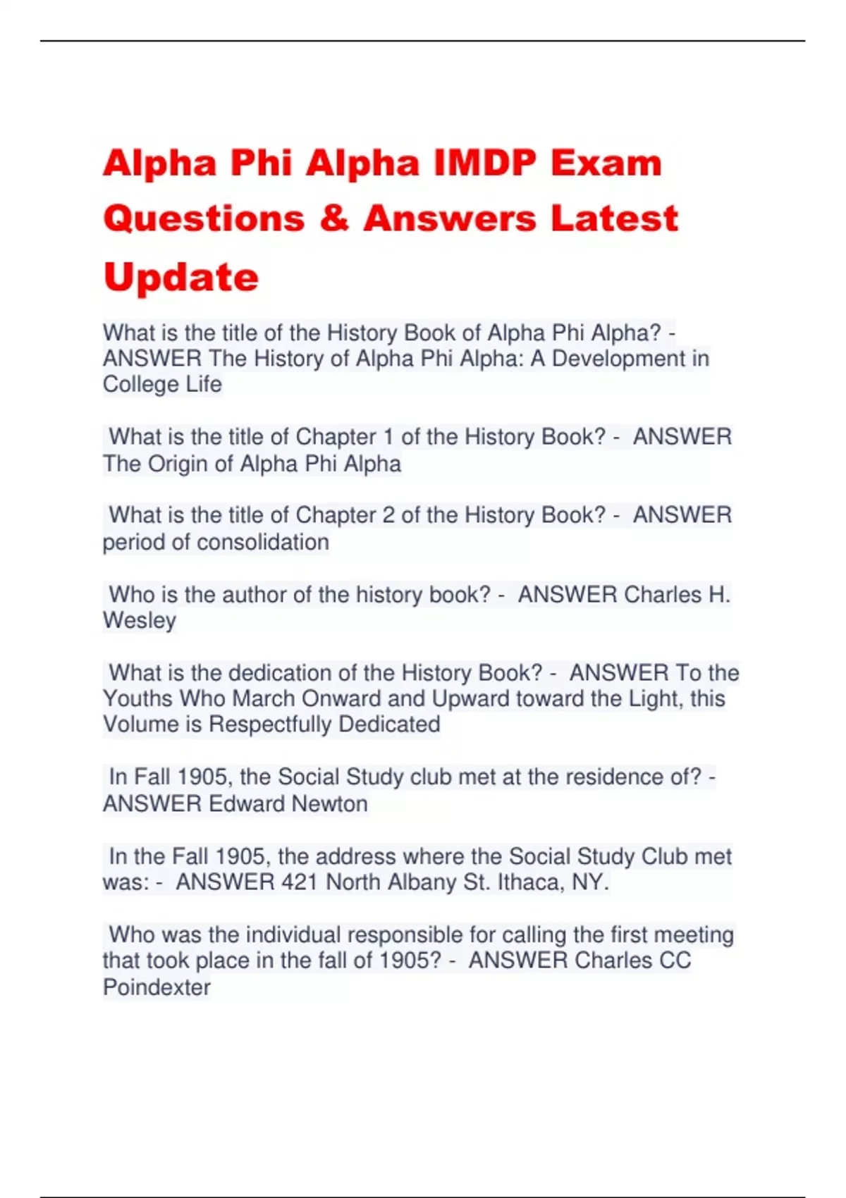 Alpha Phi Alpha IMDP Exam Questions & Answers Latest Update - Alpha ...