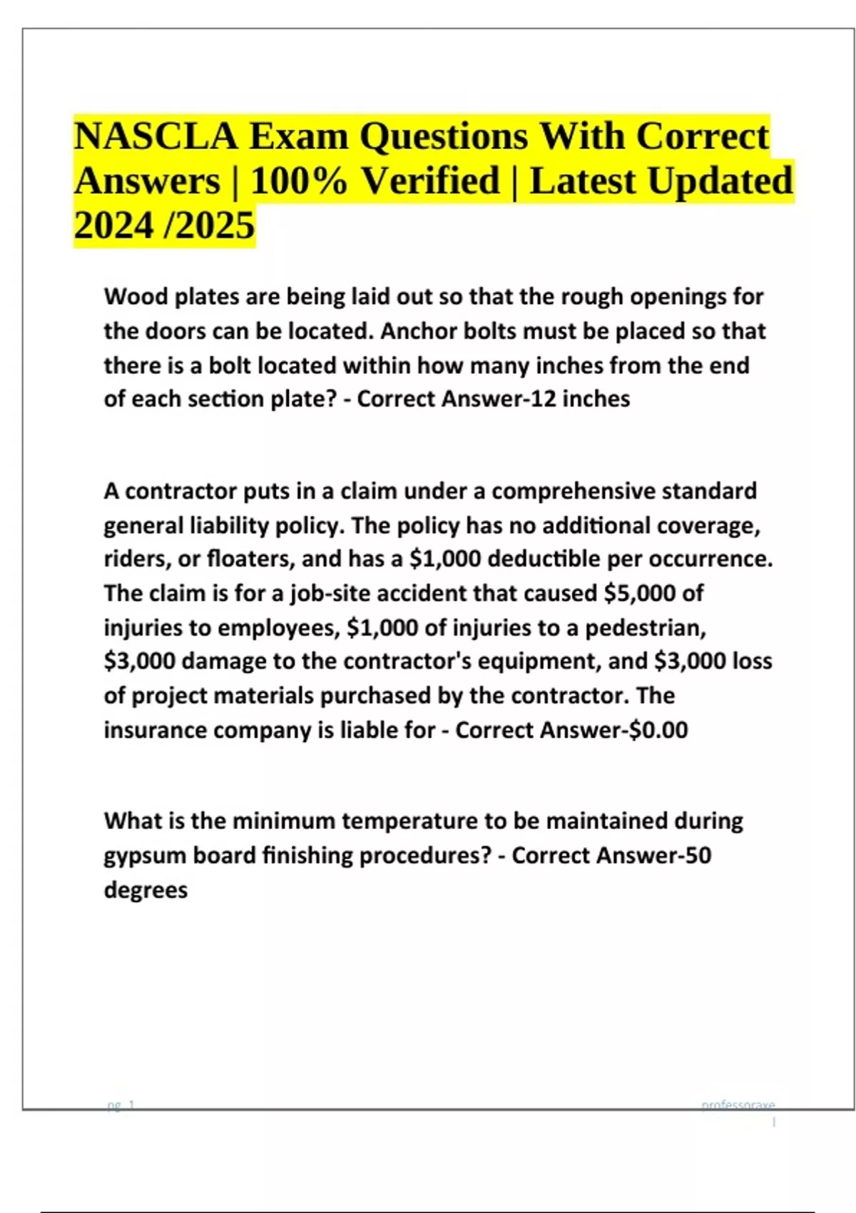 NASCLA Exam Questions With Correct Answers | 100% Verified | Latest ...