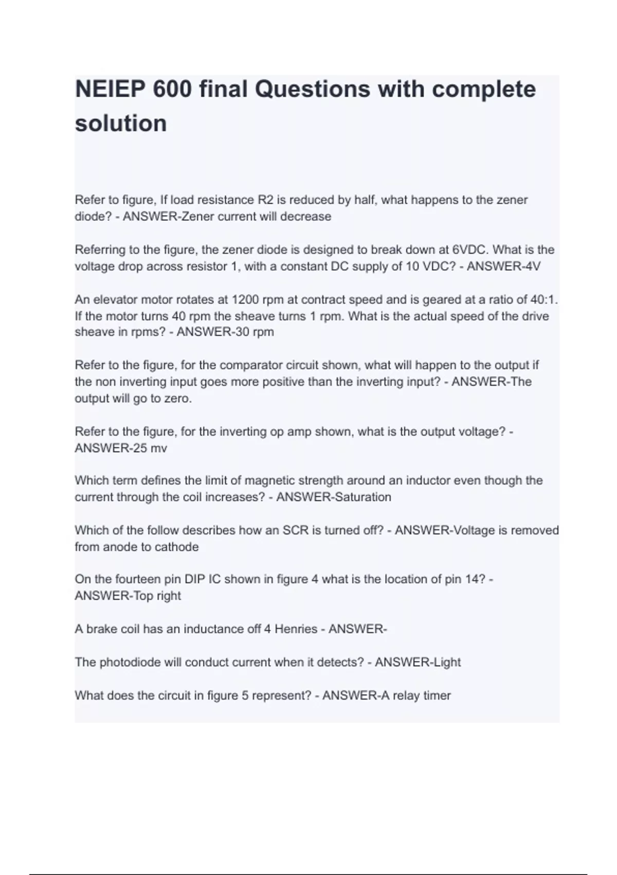 NEIEP 600 final Questions with complete solution - STUDY - Stuvia US