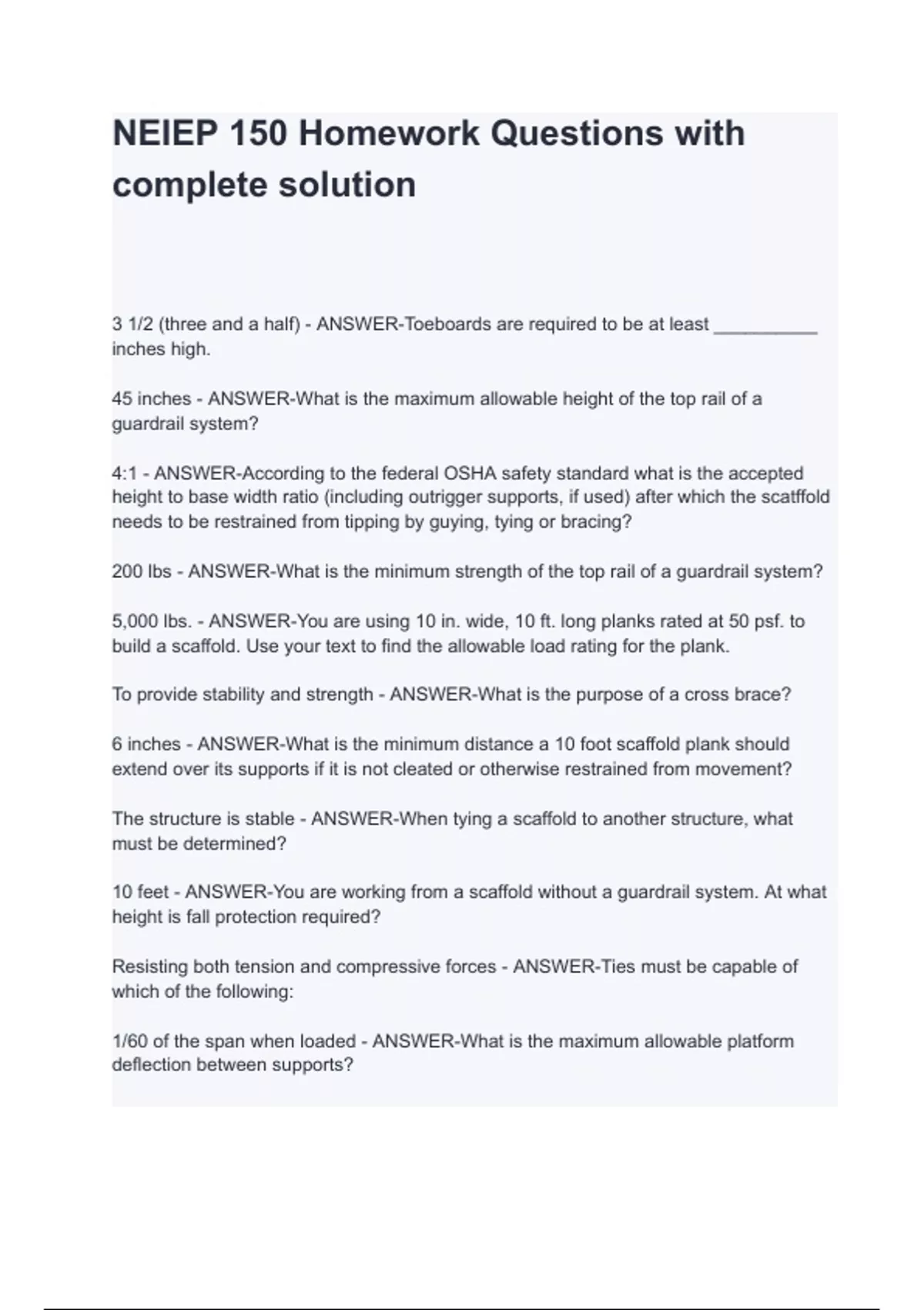 NEIEP 150 Homework Questions with complete solution - STUDY - Stuvia US