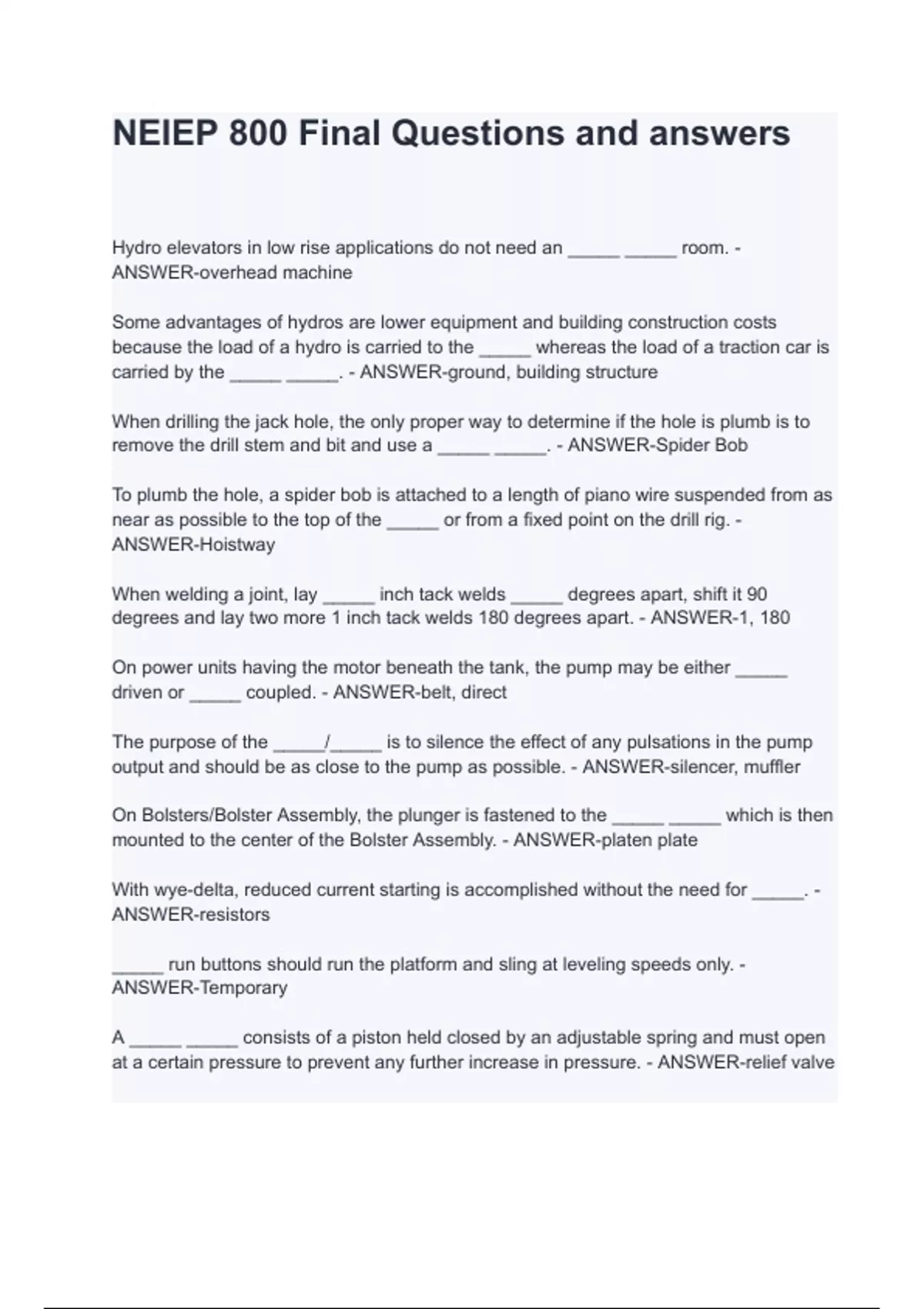 NEIEP 800 Final Questions and answers - STUDY - Stuvia US