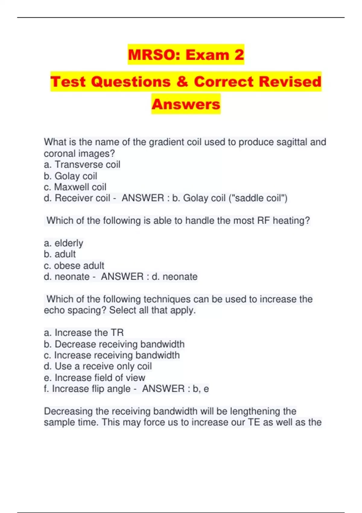 MRSO: Exam 2 Test Questions & Correct Revised Answers - MRSO - Stuvia US