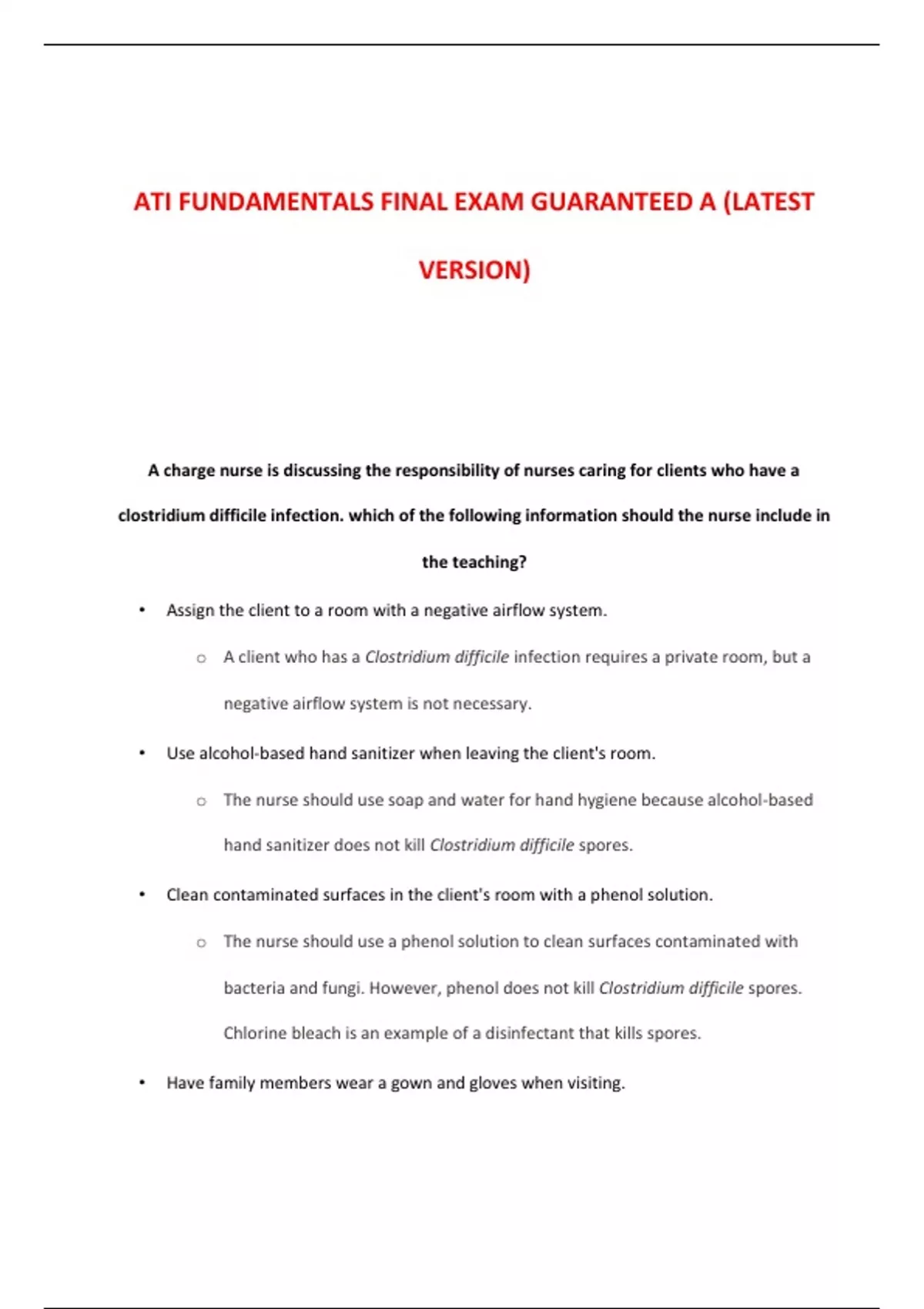 ATI FUNDAMENTALS FINAL EXAM GUARANTEED A (LATEST VERSION) - ATI ...