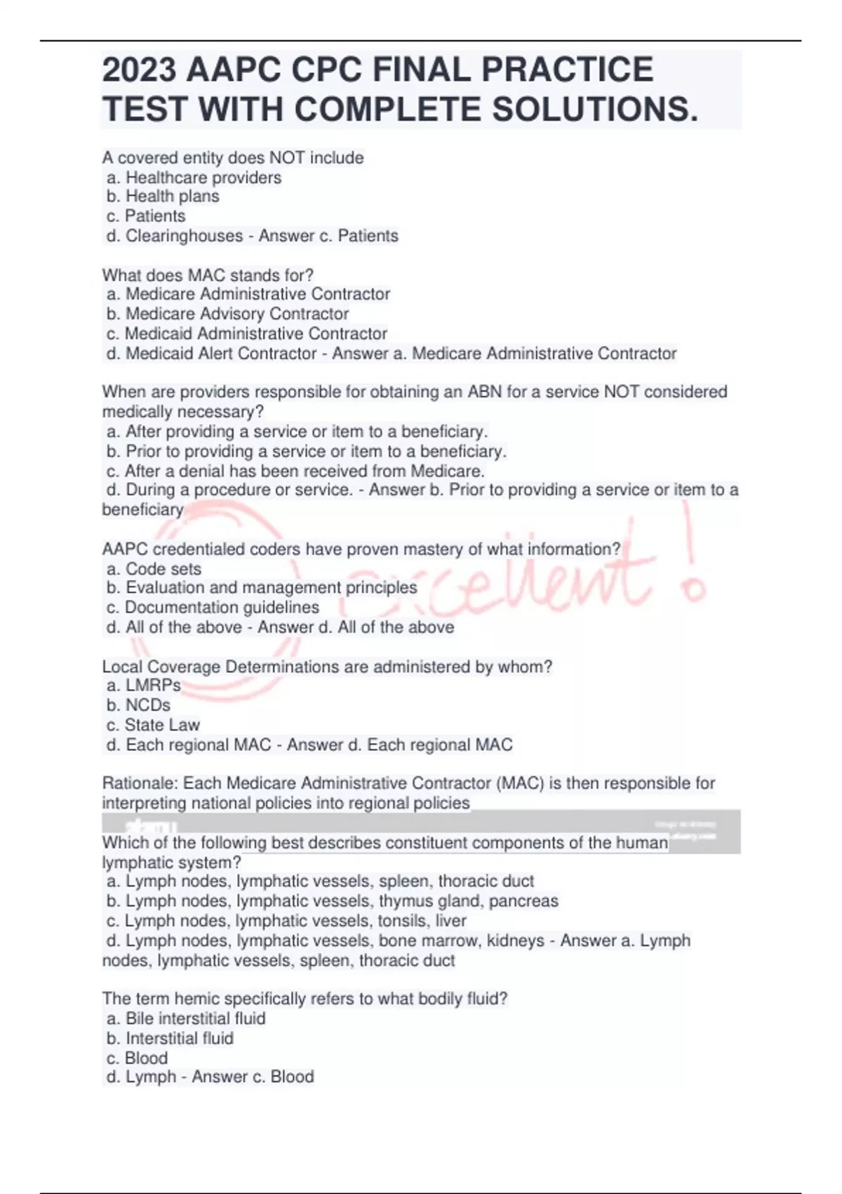 2023 AAPC CPC FINAL PRACTICE TEST WITH COMPLETE SOLUTIONS - 2023 AAPC ...