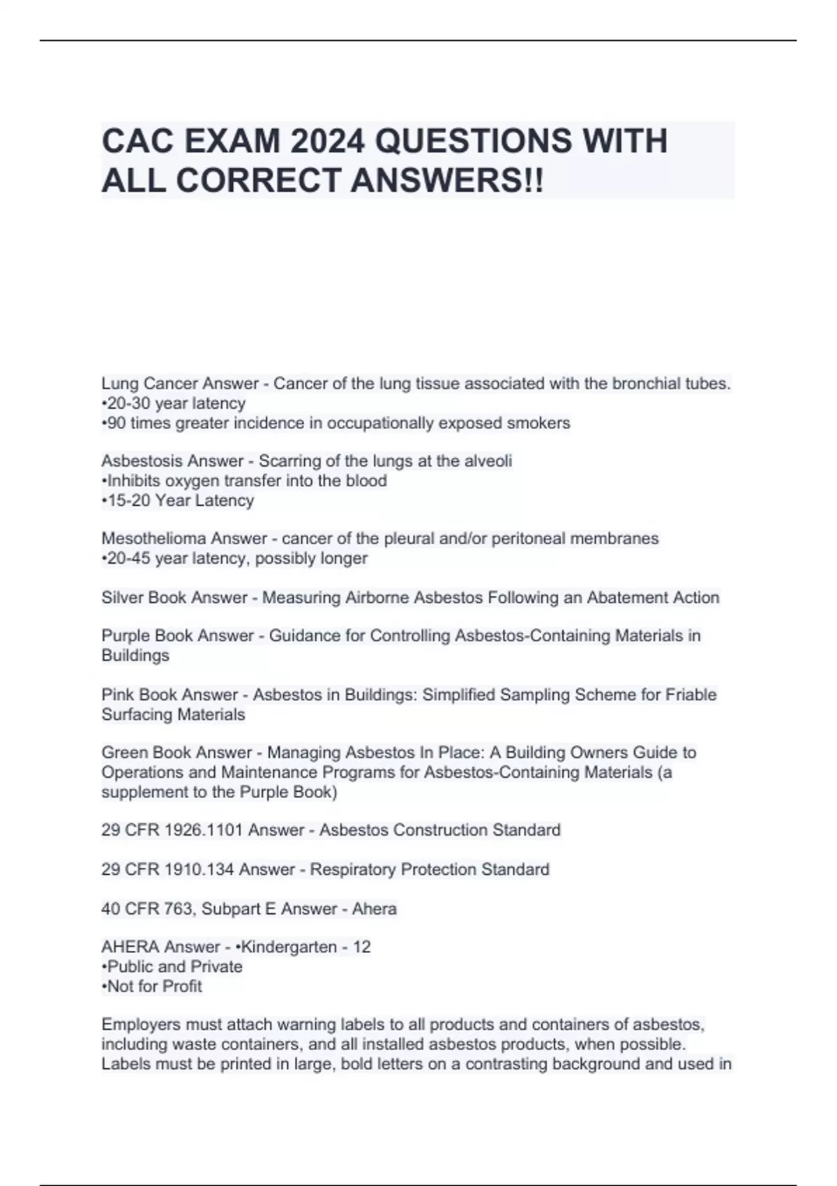 CAC EXAM 2024 QUESTIONS WITH ALL CORRECT ANSWERS!! - CAC - Stuvia US