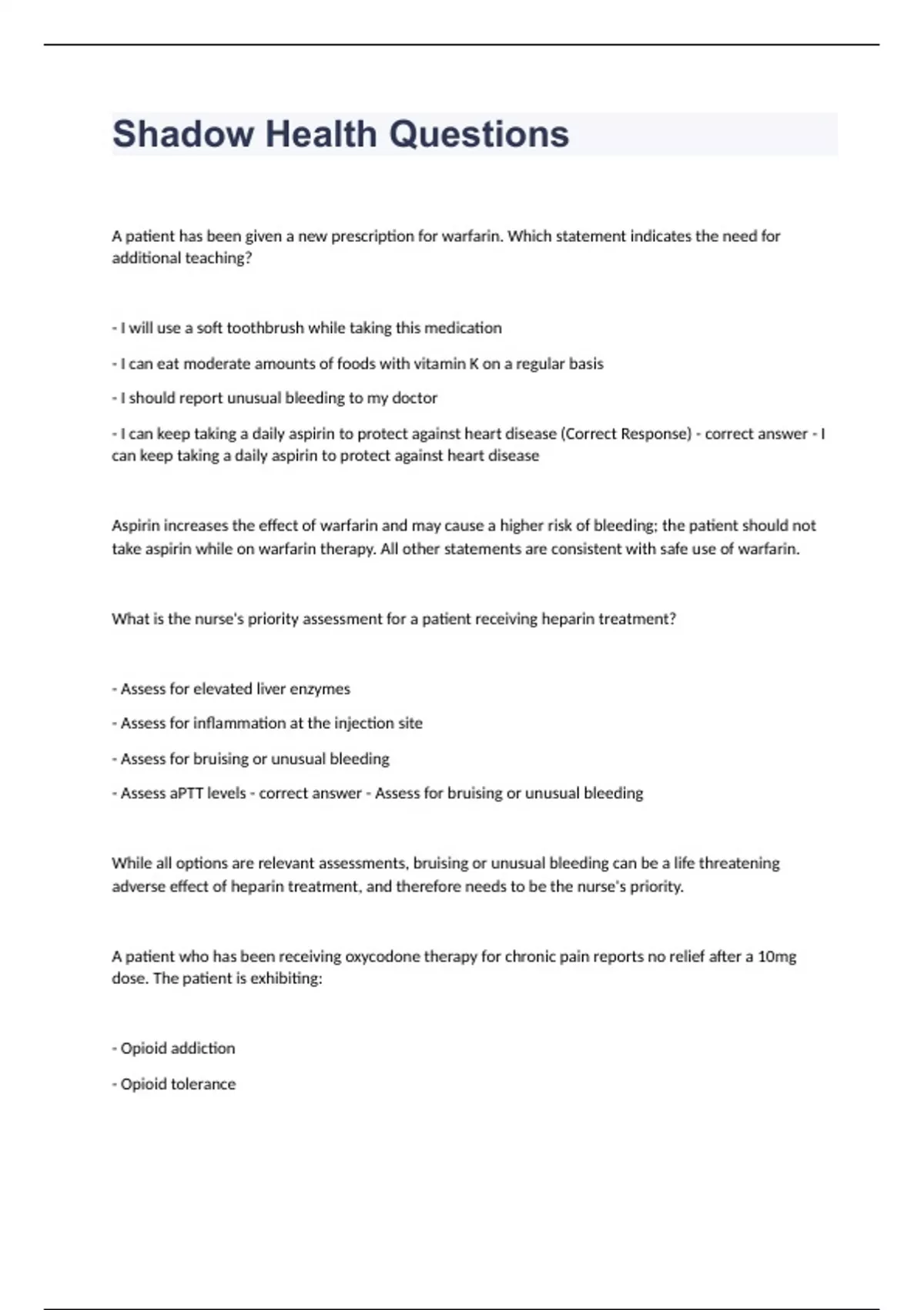 Shadow Health Questions With Verified Answers 2024. - Shadow Health ...