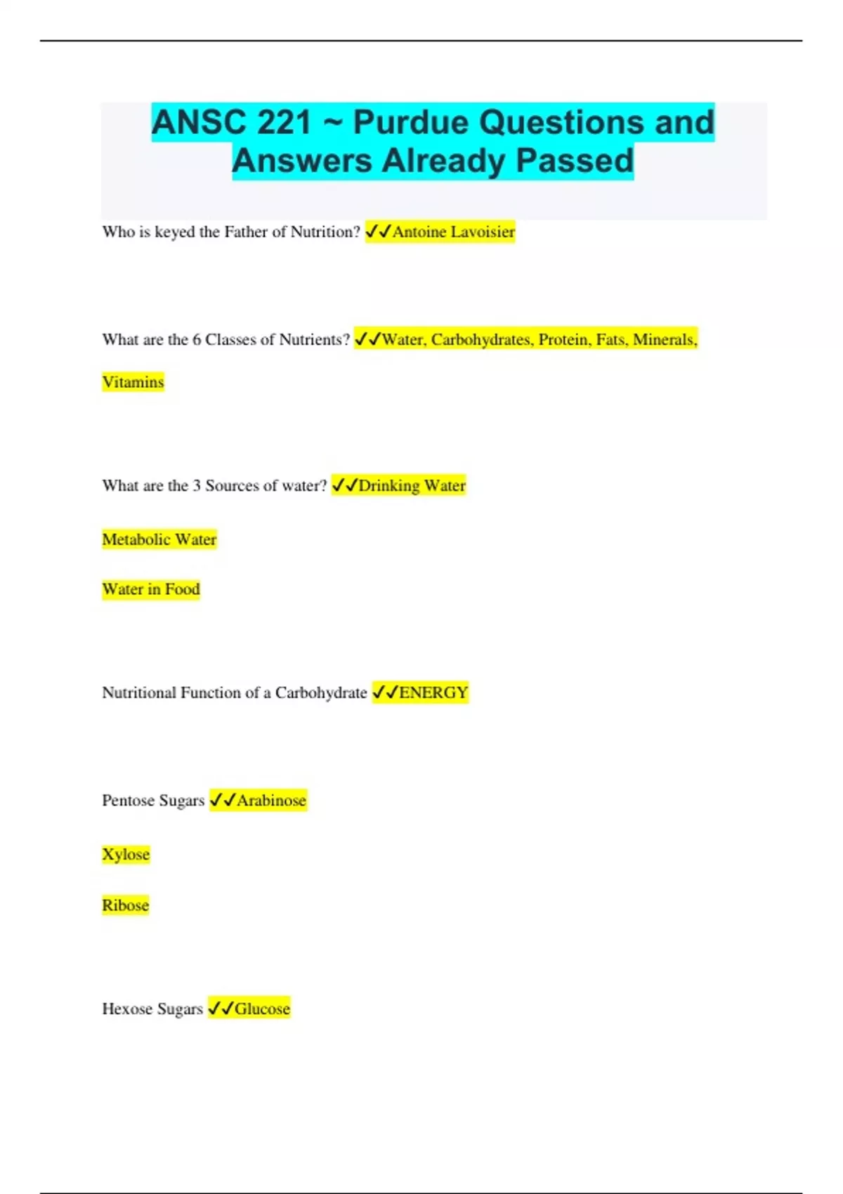 ANSC 221 ~ Purdue Questions and Answers Already Passed - ANSC 221 ...