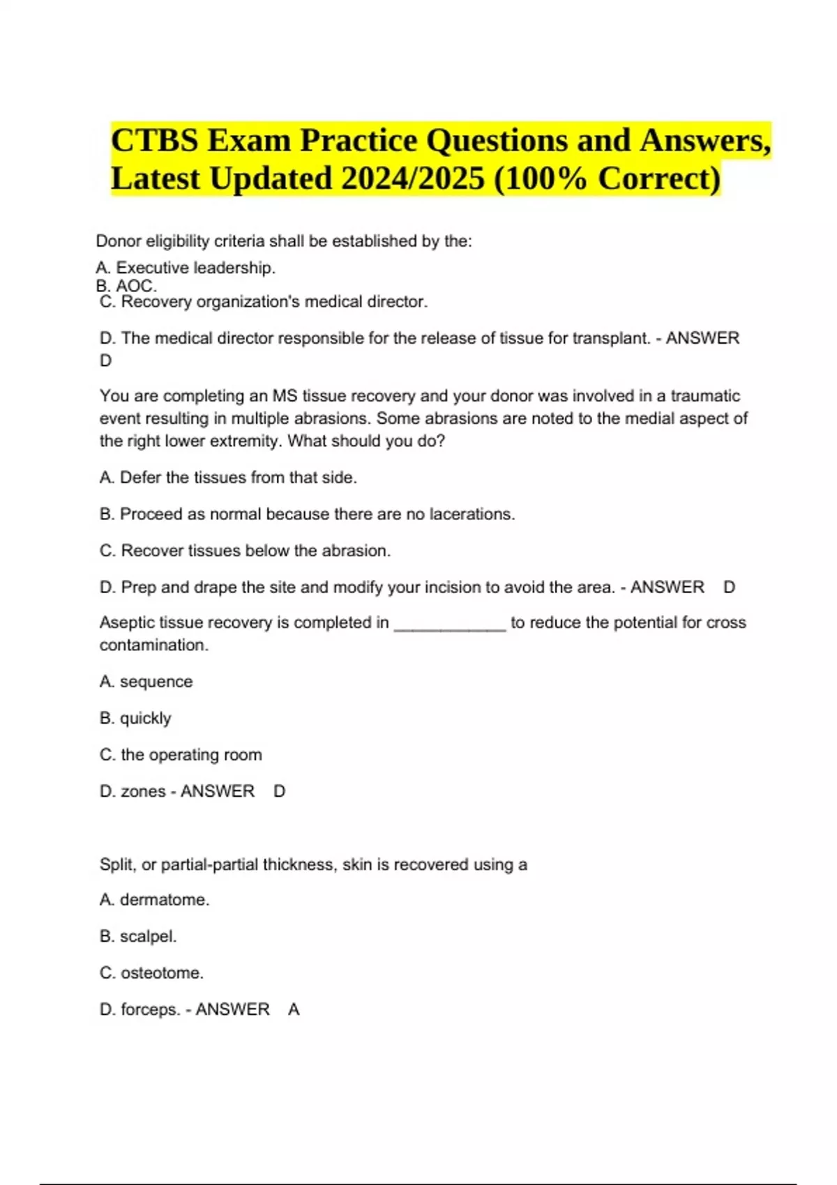 CTBS Final Exam Prep Questions and Answers | Latest Updated 2024 | CTBS ...