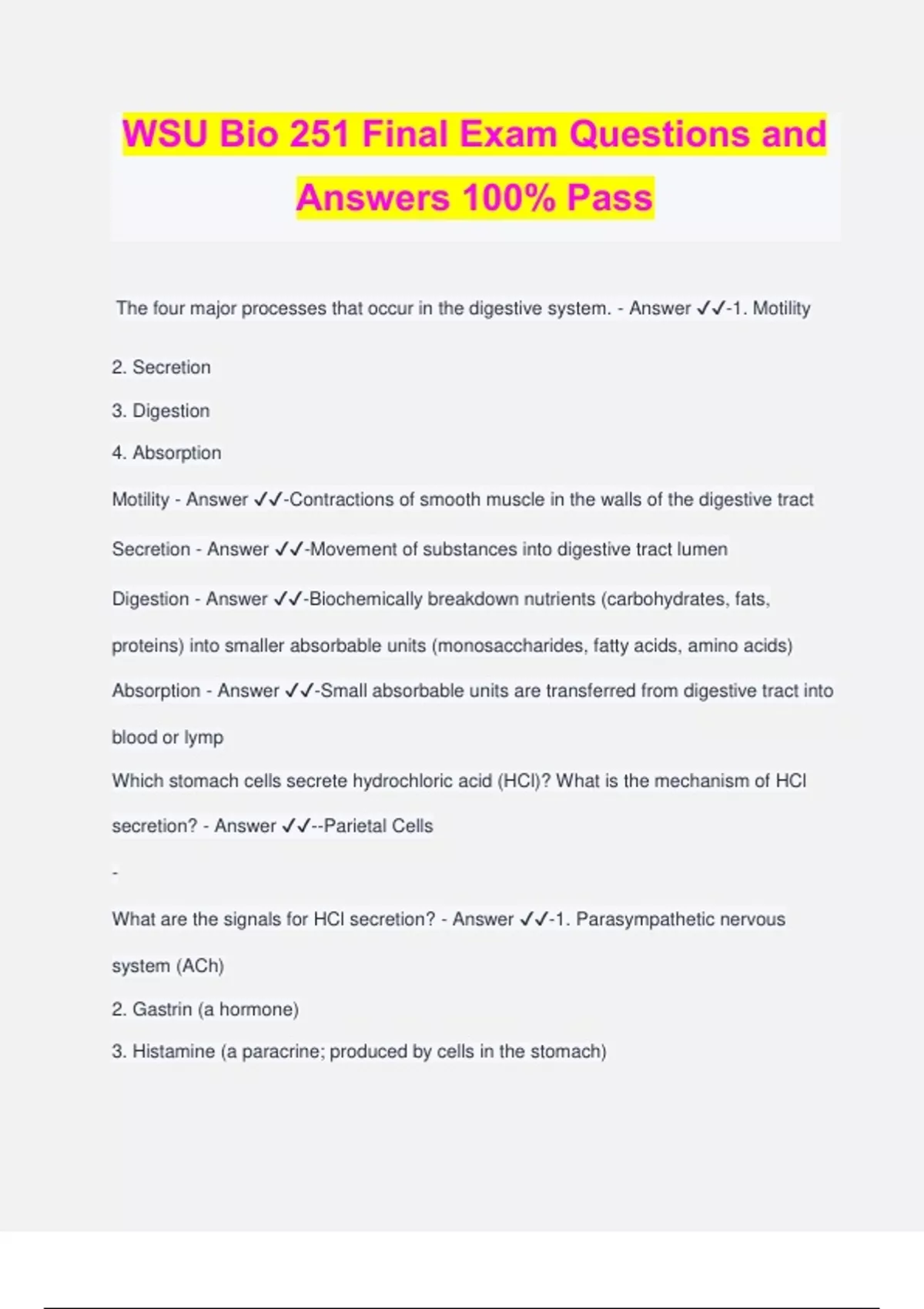 WSU Bio 251 Final Exam Questions and Answers 100% Pass - WSU Biology ...