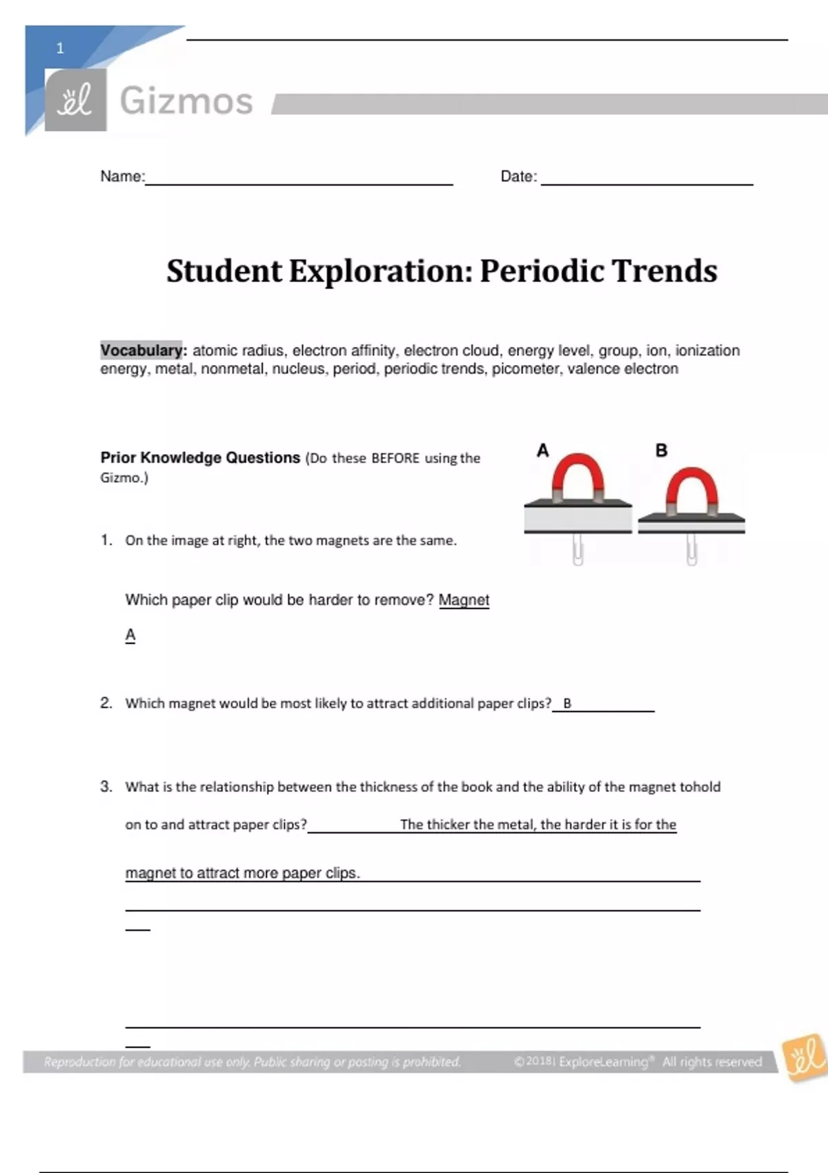 Periodic Trends Gizmo Questions with answers - NR511 - Stuvia US