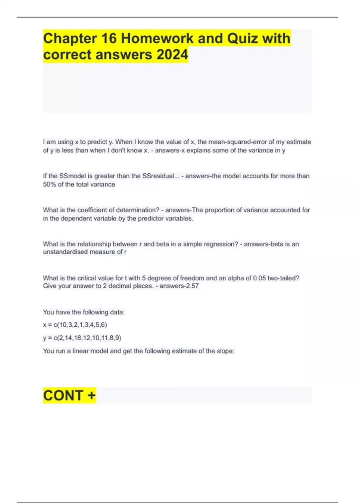 Chapter 16 Homework and Quiz with correct answers 2024. - Aic - Stuvia US