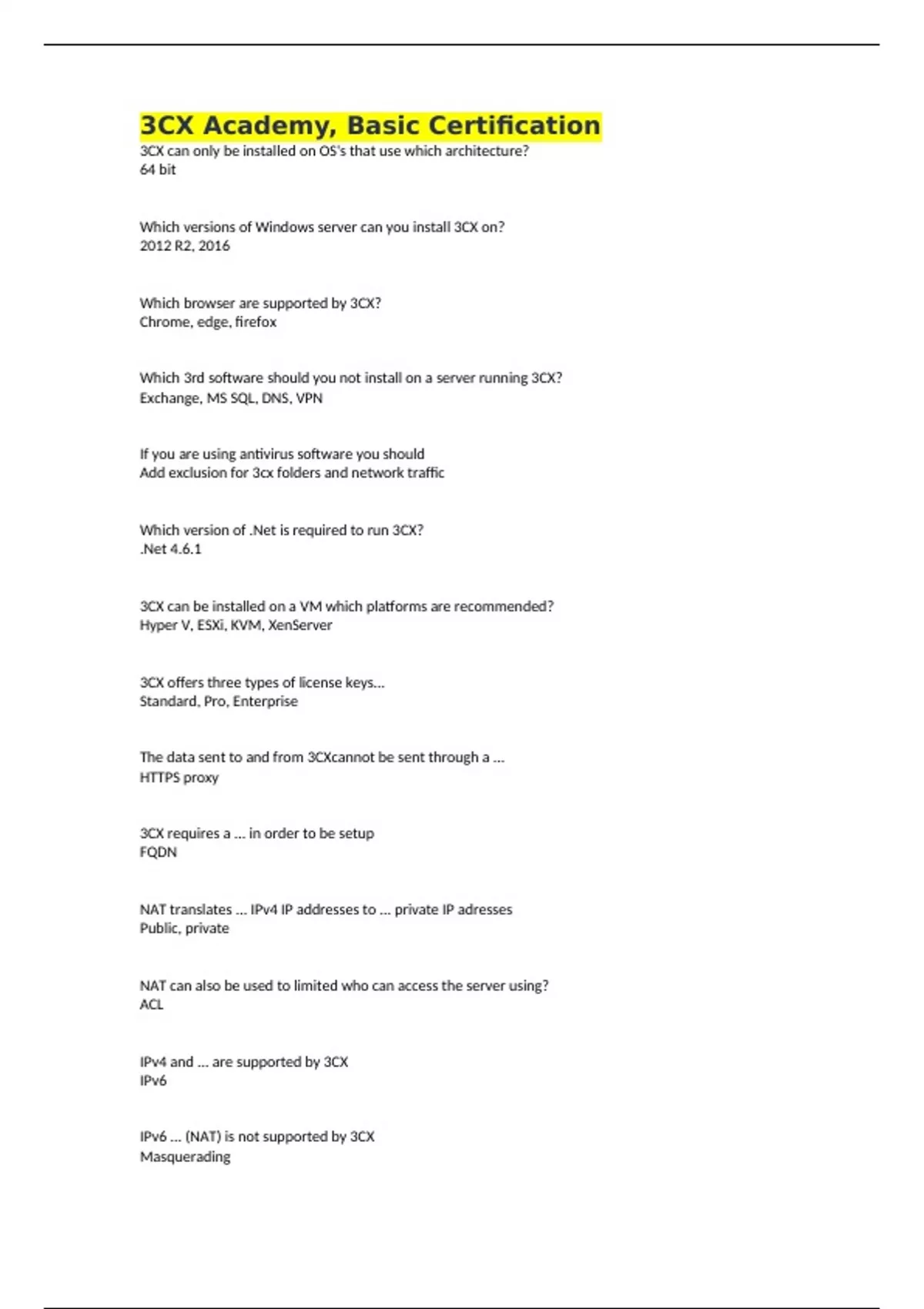 3CX Academy, Basic Certification - 3CX Academy - Stuvia US