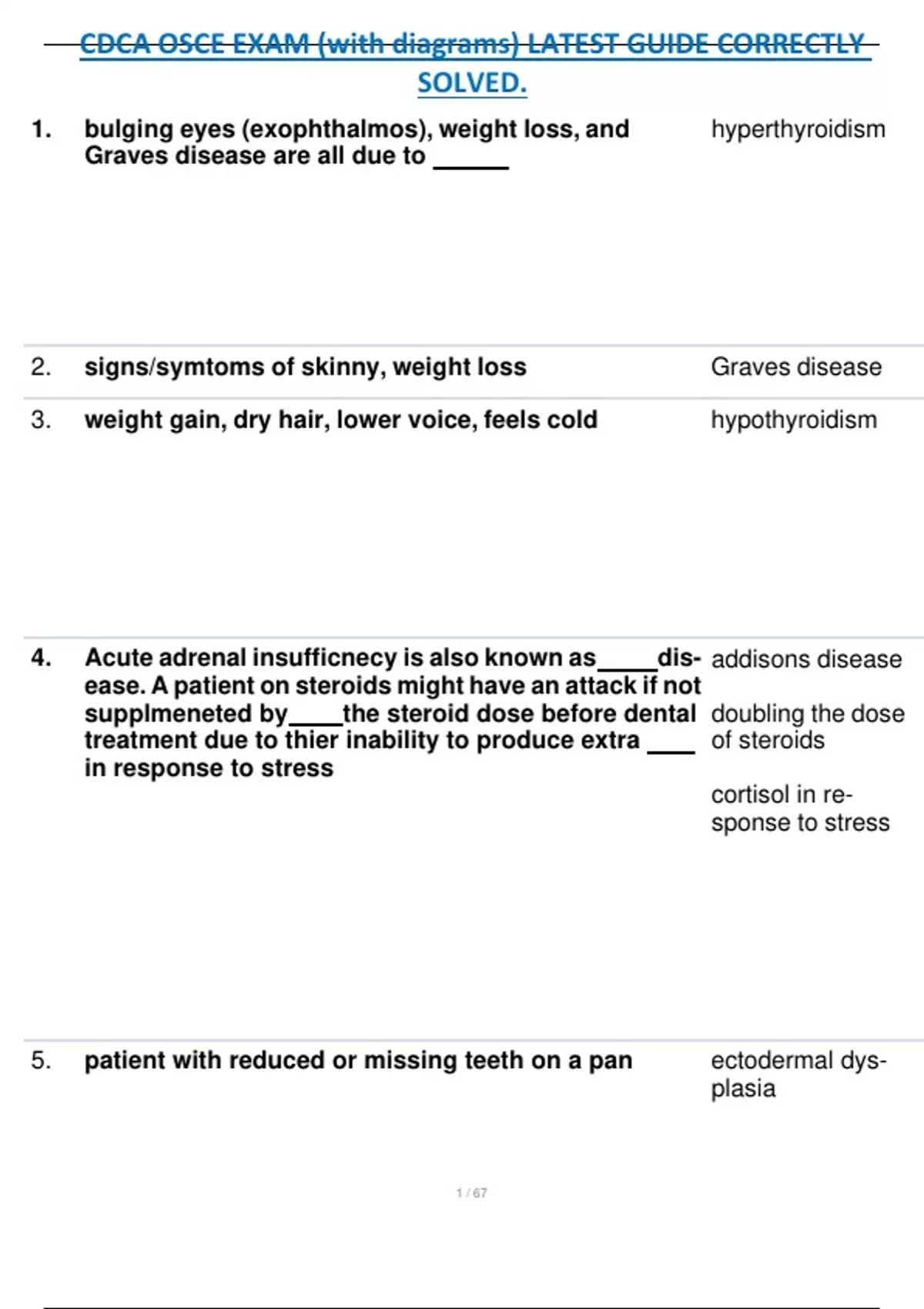 CDCA OSCE EXAM (with diagrams) LATEST GUIDE CORRECTLY SOLVED. - CDCA ...
